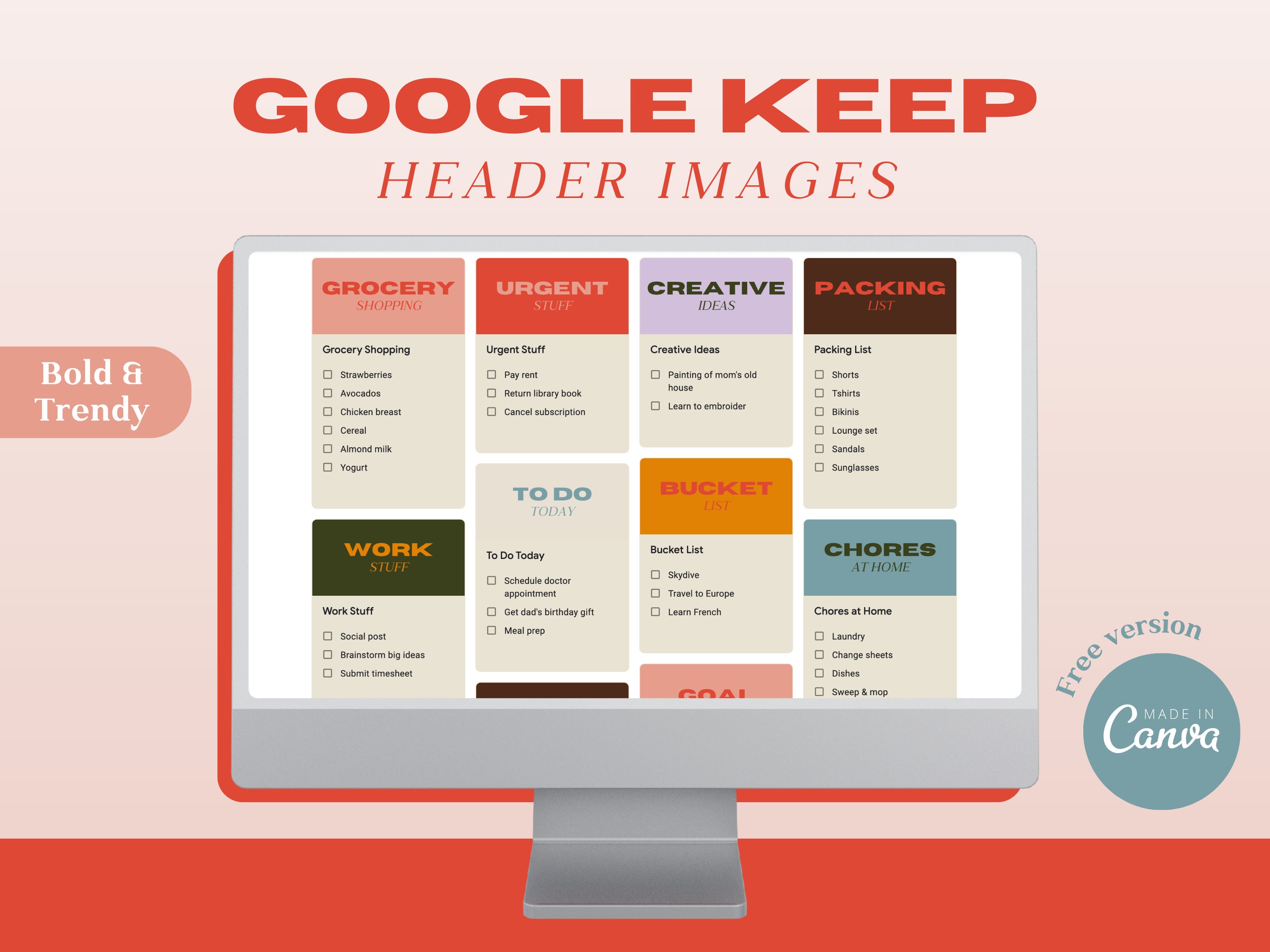Google Keep Headers | 25 Trendy & Bold Designs (digital Download) - Etsy