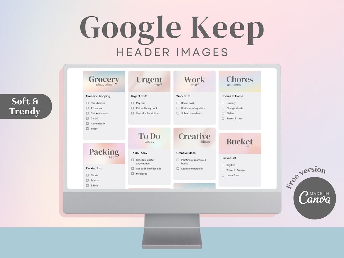 Google Keep Headers | 25 Pastel Designs (digital Download) - Etsy