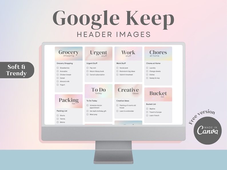 Google Keep Headers | 25 Pastel Designs (digital Download) - Etsy