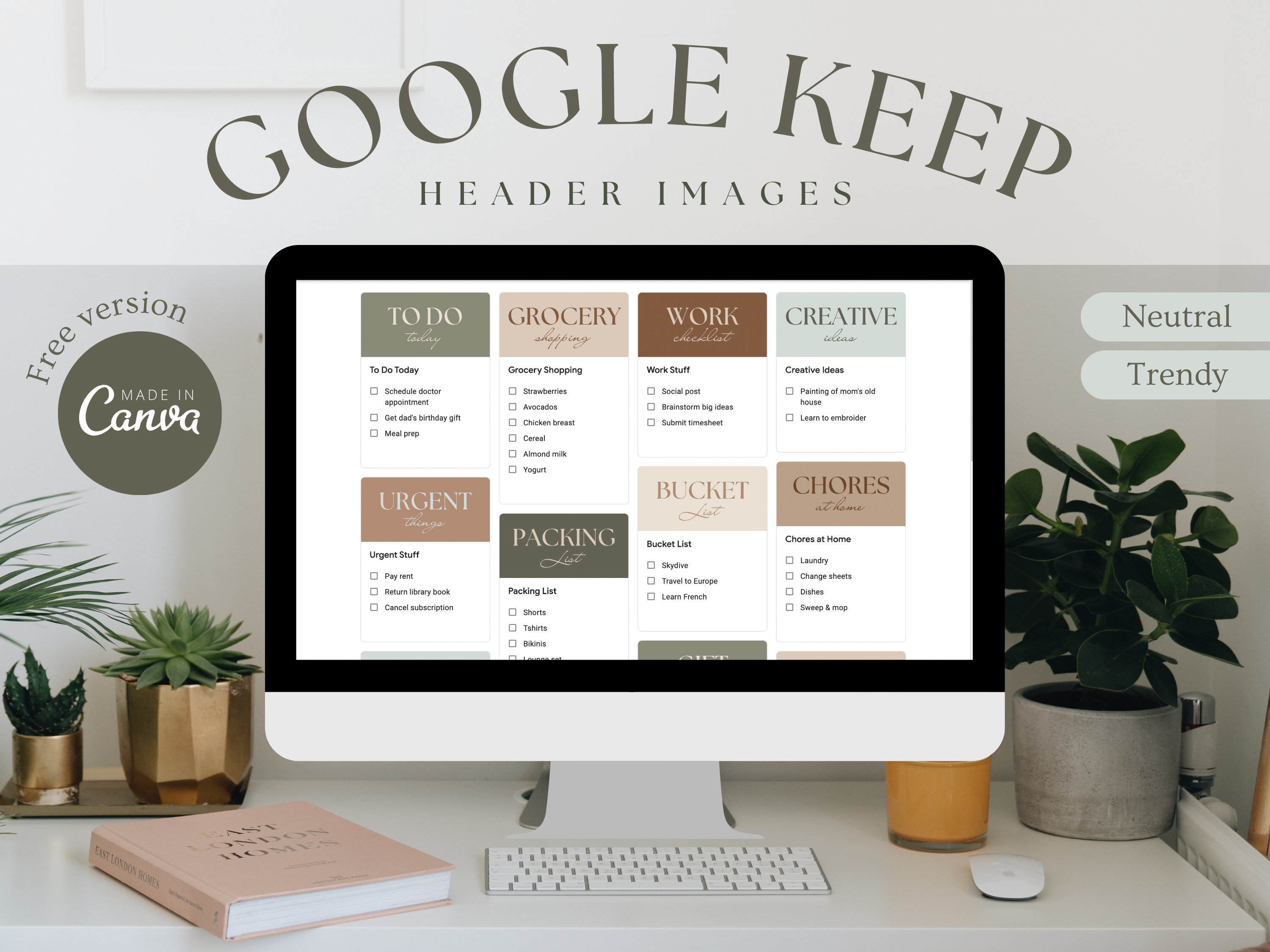 Google Keep Headers | 25 Neutral & Aesthetic Designs - Etsy