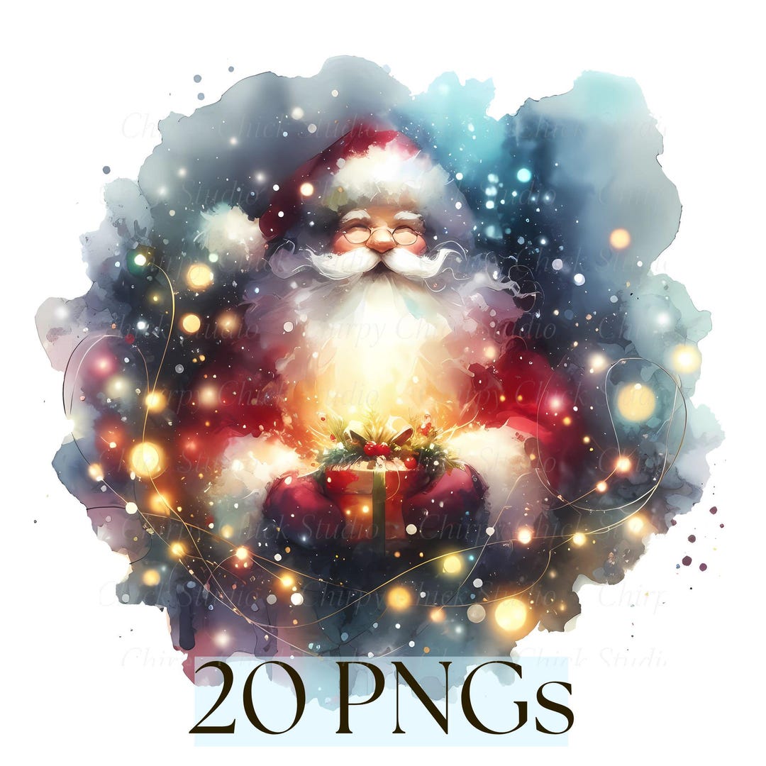 Watercolor Santa Clipart | Christmas PNG Art Bundle (digital Download ...