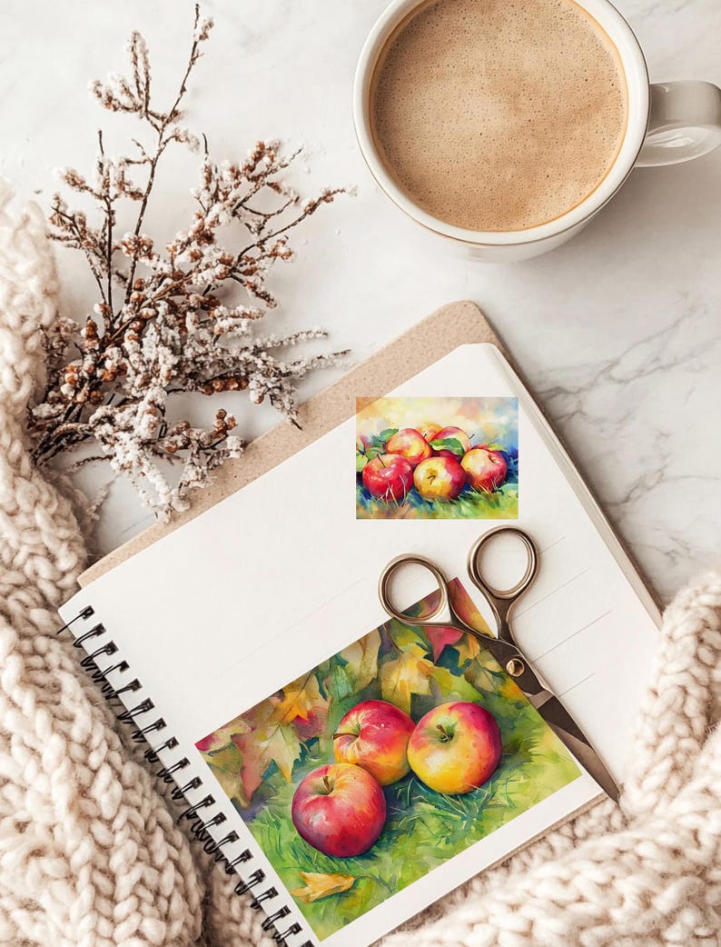 Watercolor Fall Apple Clipart: Autumn Leaves Jpgs (digital Download ...