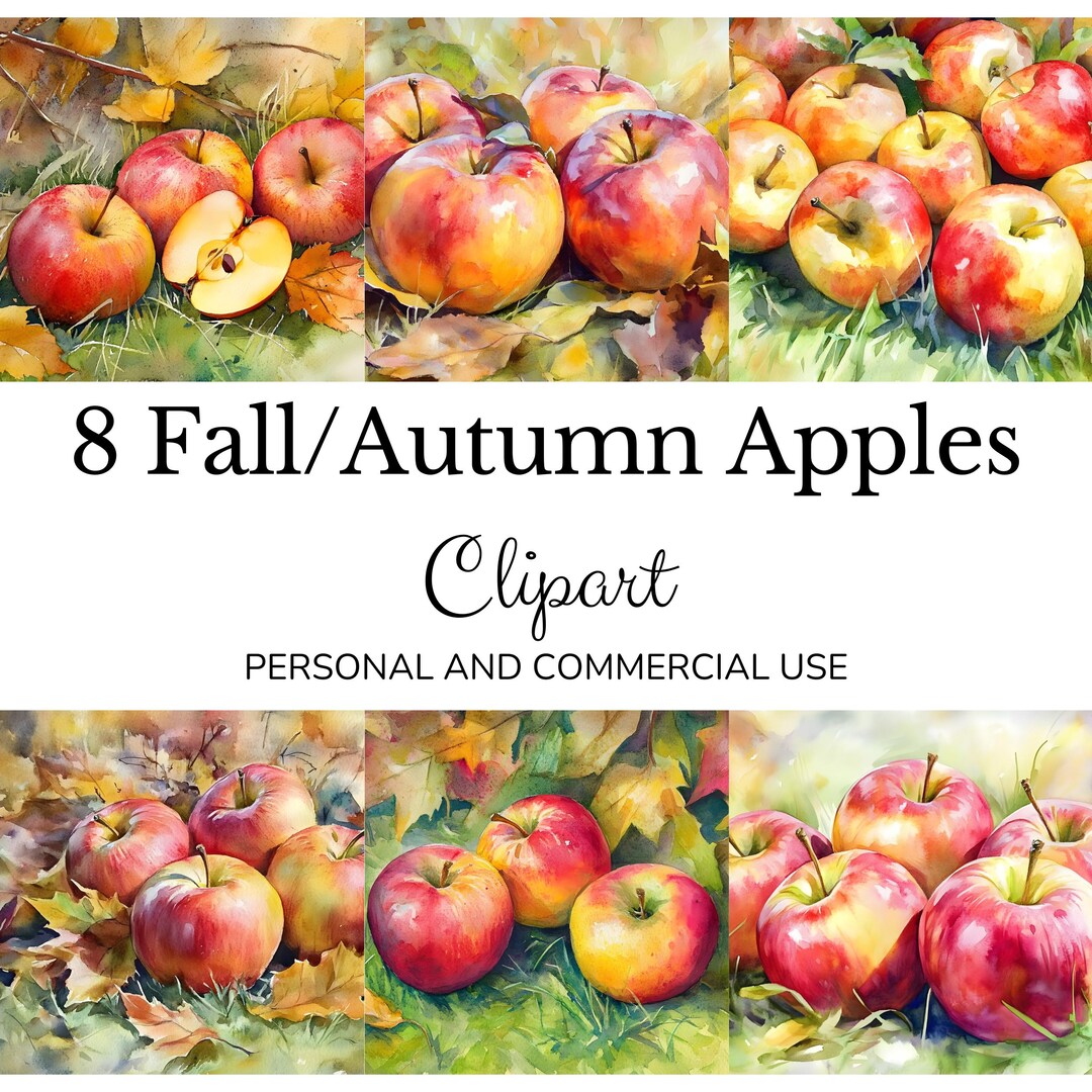 Watercolor Fall Apple Clipart: Autumn Leaves Jpgs (digital Download) - Etsy