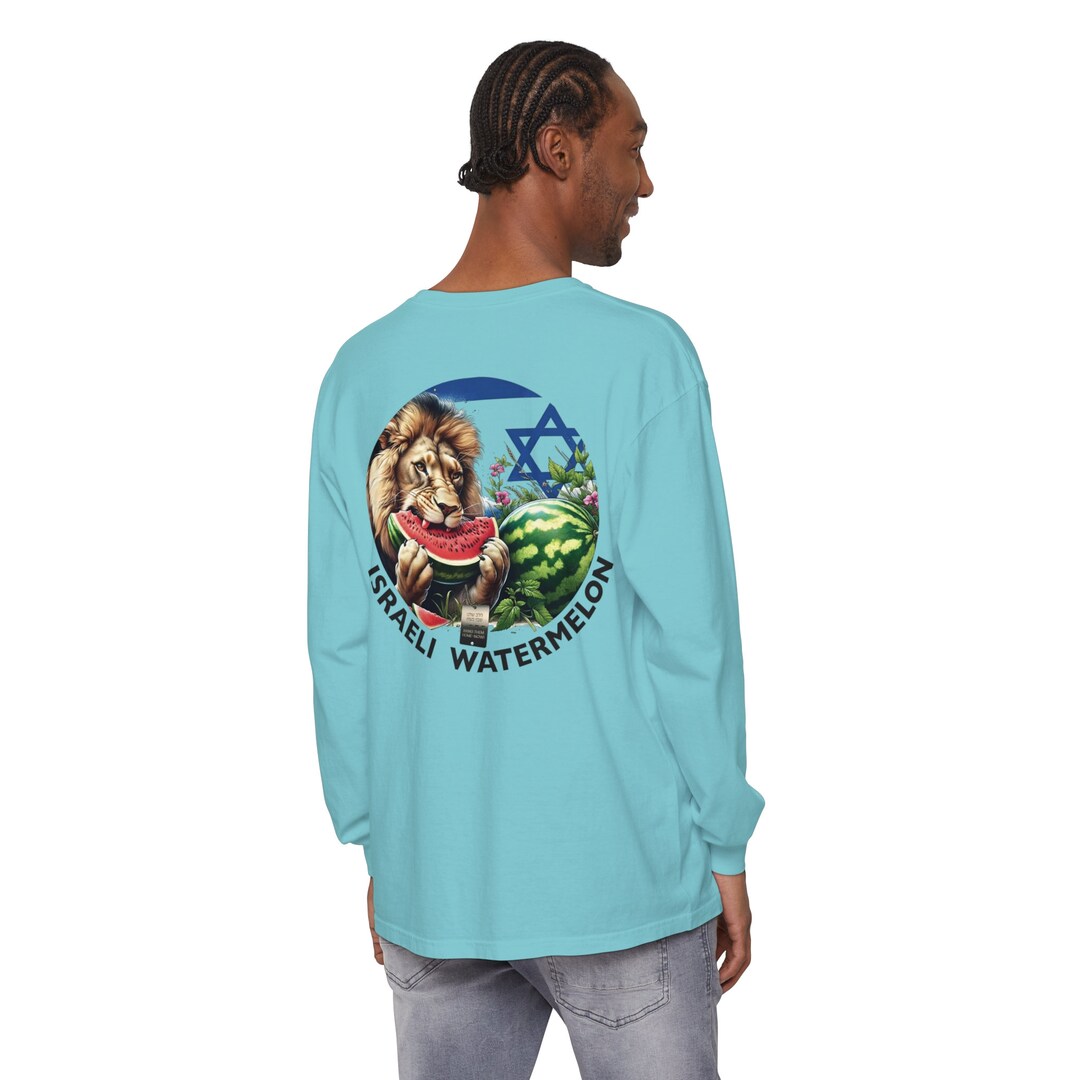Israeli Watermelon Transparent Logo Design Unisex Garment-dyed Long ...