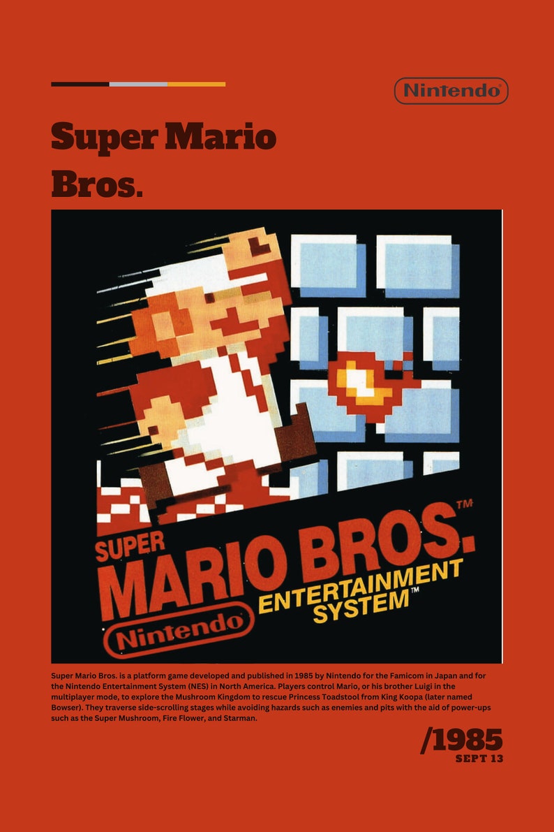 Super Mario Bros. 1985 Digital Print - Etsy