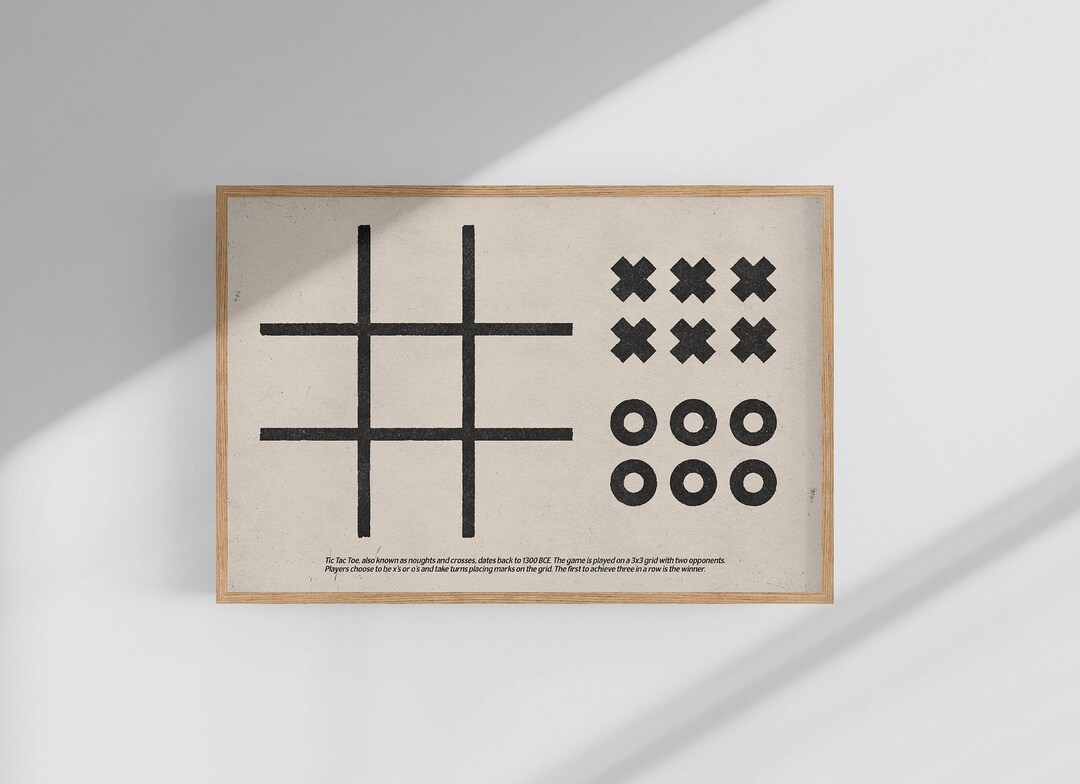 Tic Tac Toe Print, Vintage Art Wall Decor for Office, Library, Game ...