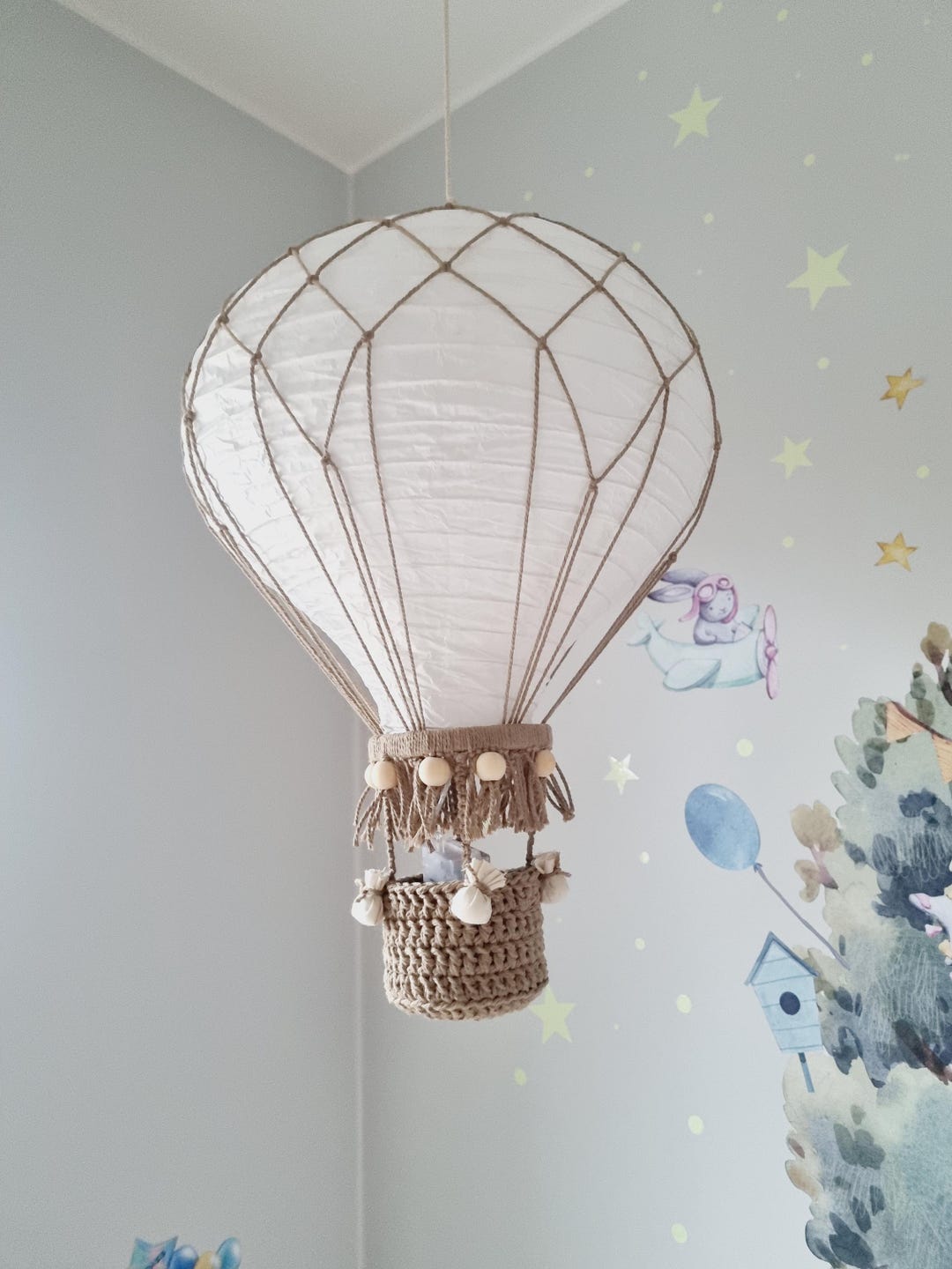 Macrame Hot Air Balloon Lamp: Travel Theme Nursery Decor - Etsy