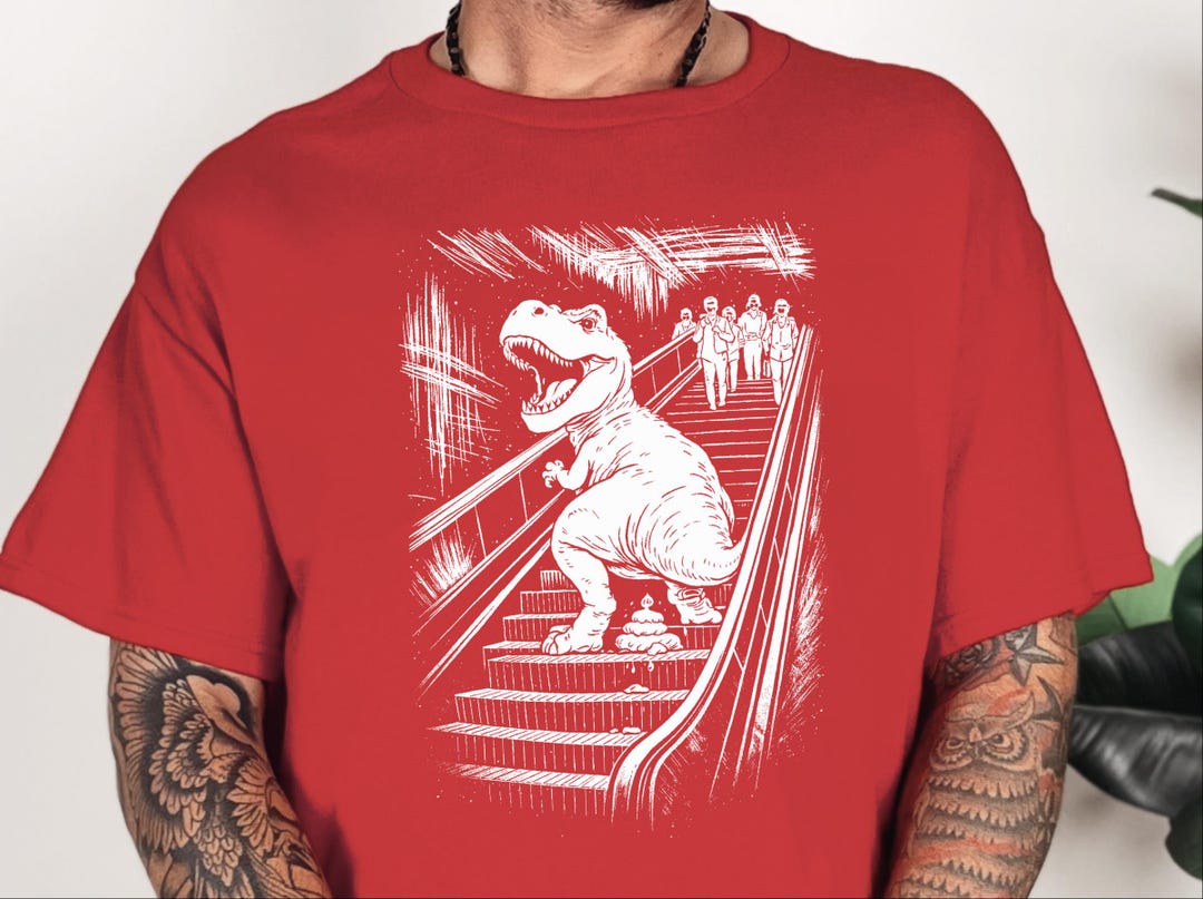 T-rex Poop Escalator Funny Shirt | Dinosaur Urban Art Gag Gift for Him ...
