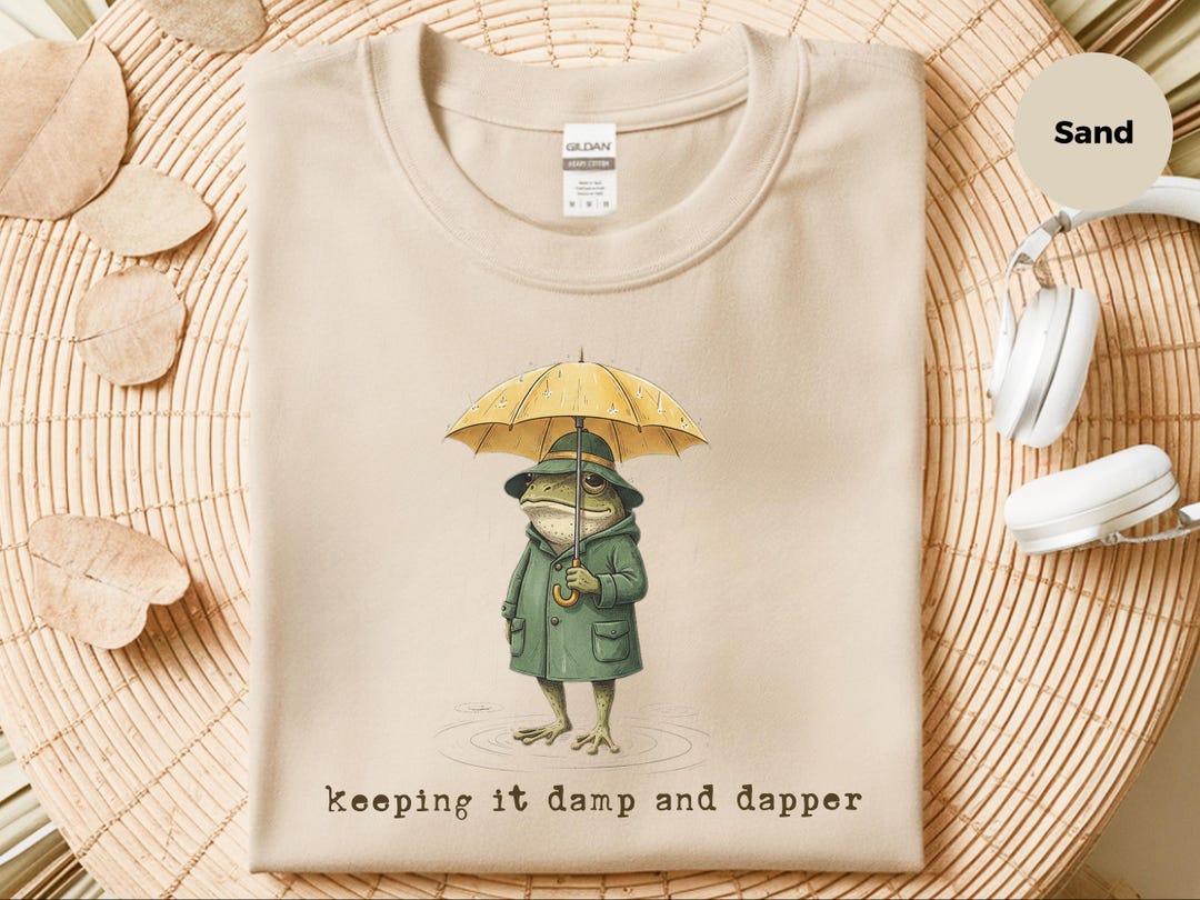 Whimsical Damp Dapper Frog Shirt, Funny Retro Frog T-shirt, Propeller ...