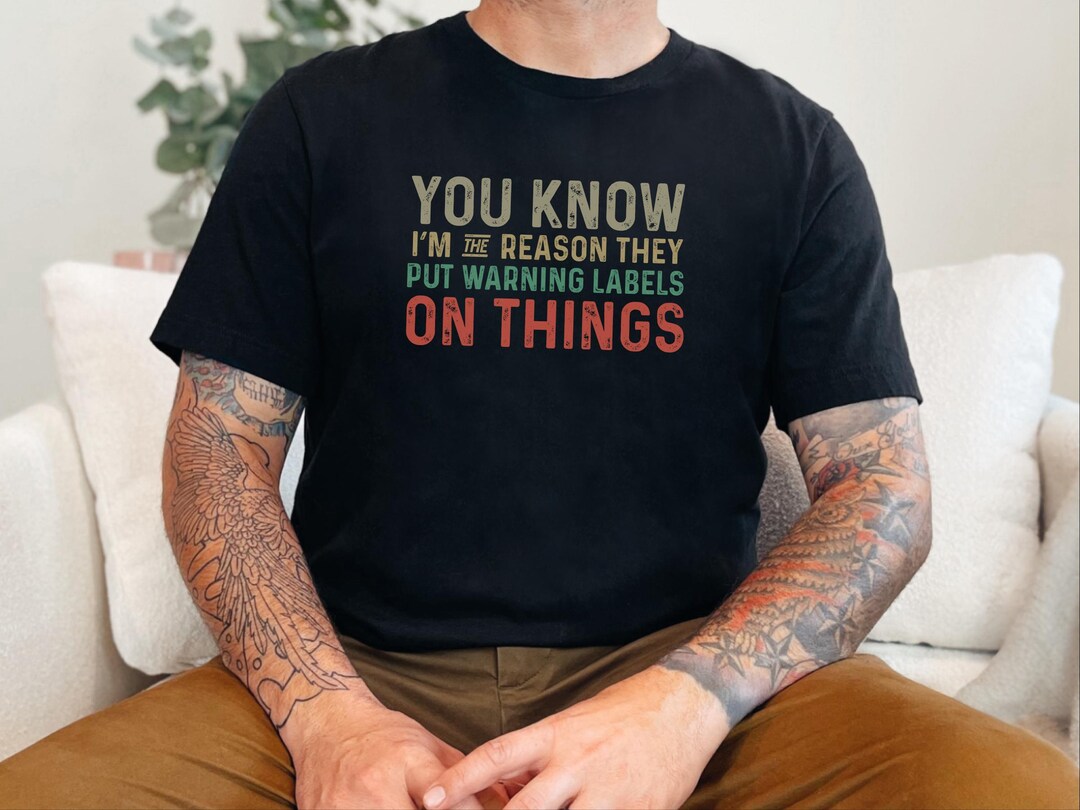 Warning Label Shirt | Funny Accident Prone Graphic Tee for Chaos ...