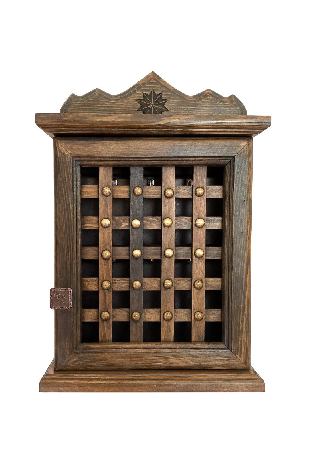 Rustic Wooden Key Cabinet: Wall Mounted Farmhouse Organizer - Etsy