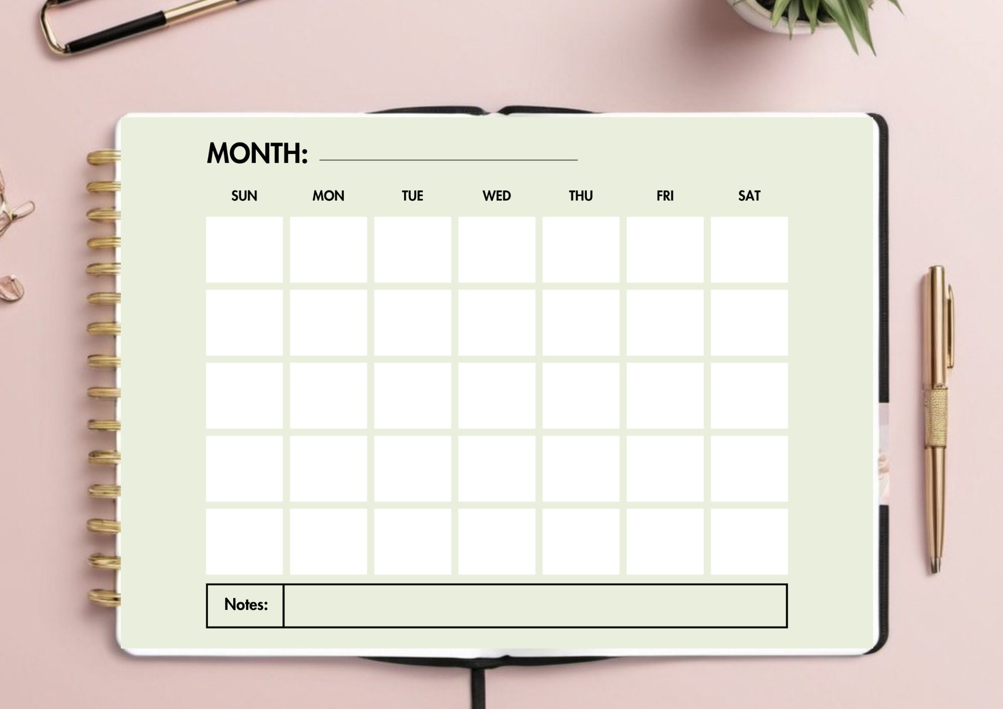 Blank Monthly Calendar - Etsy