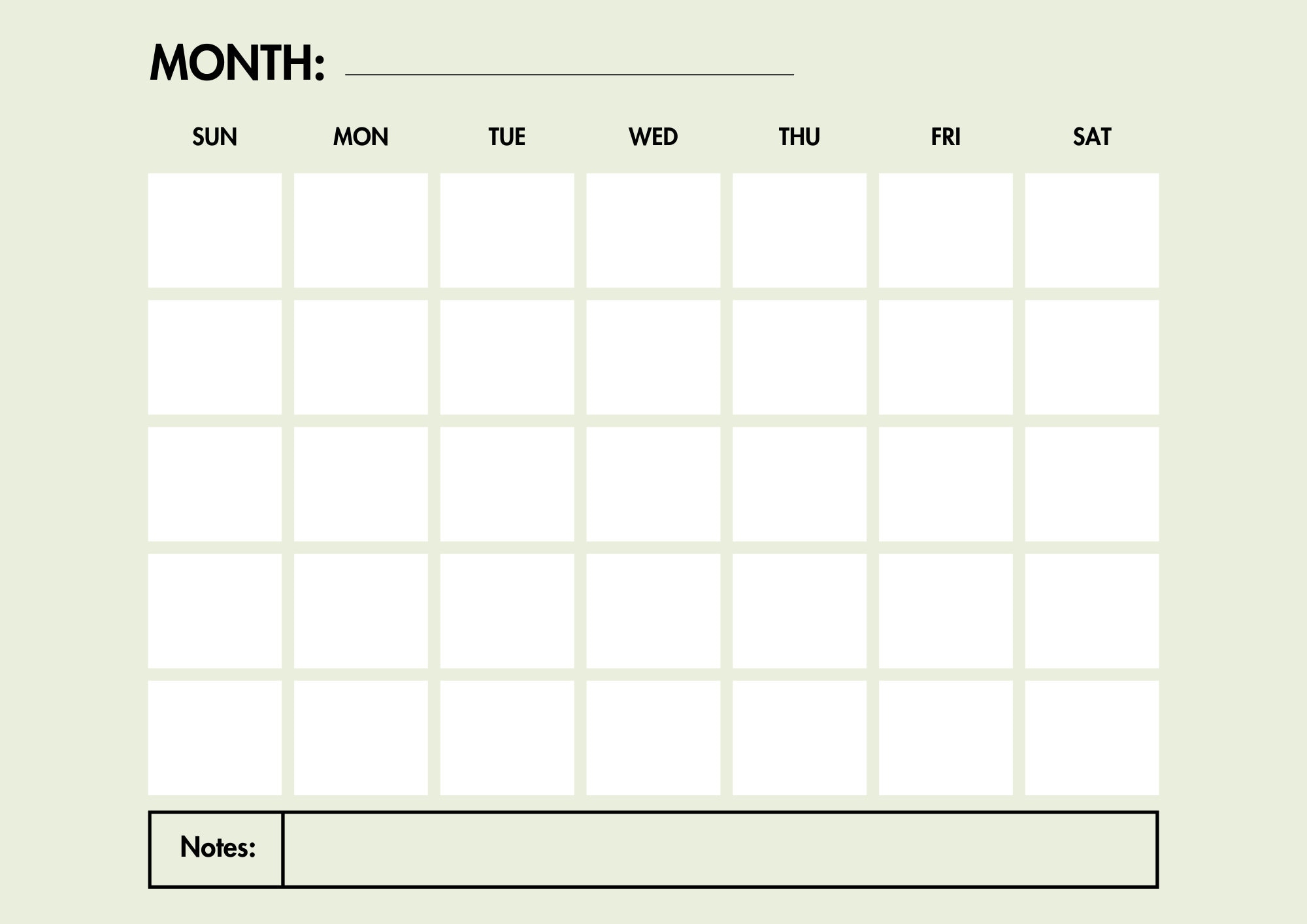 Blank Monthly Calendar - Etsy