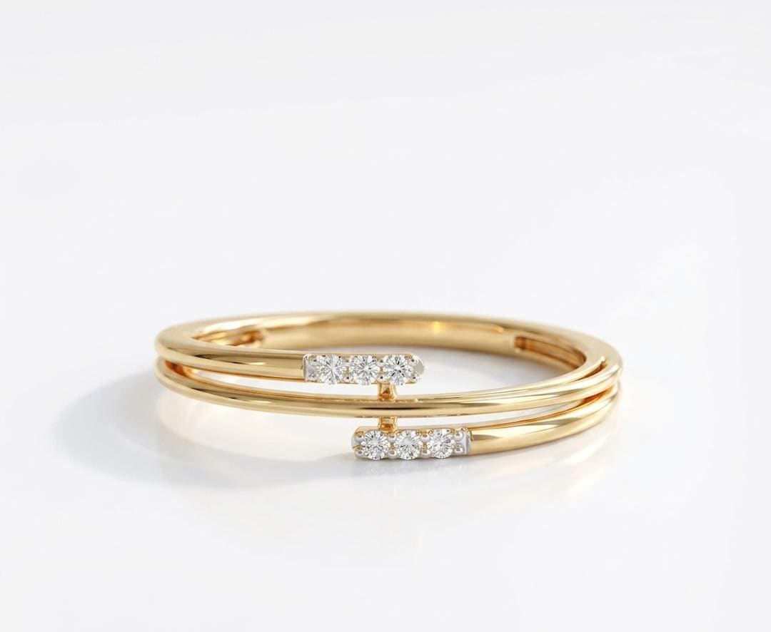 14K Gold Open Diamond Ring • Minimal Wrap Band for Women • Modern ...