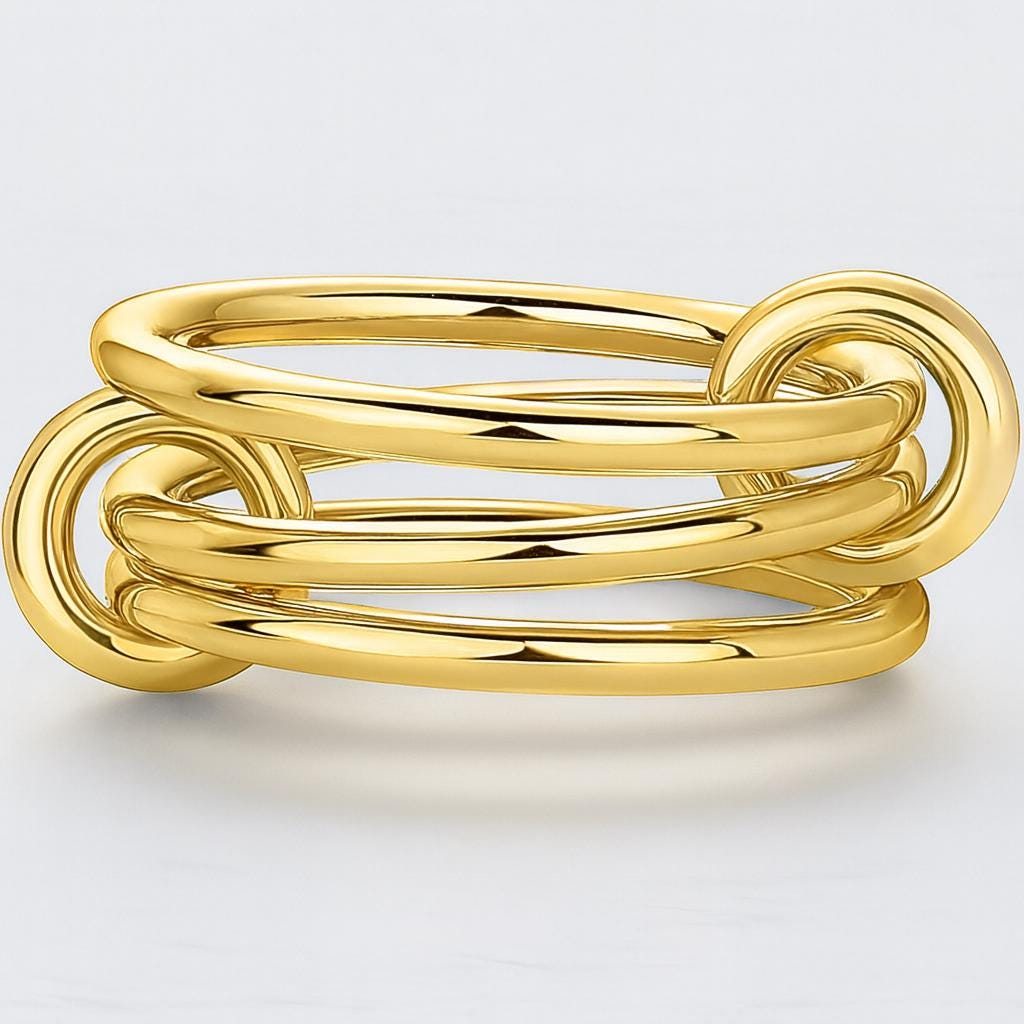 14K Solid Gold Interlocking Ring | Multi Link Stackable Bands for Women ...