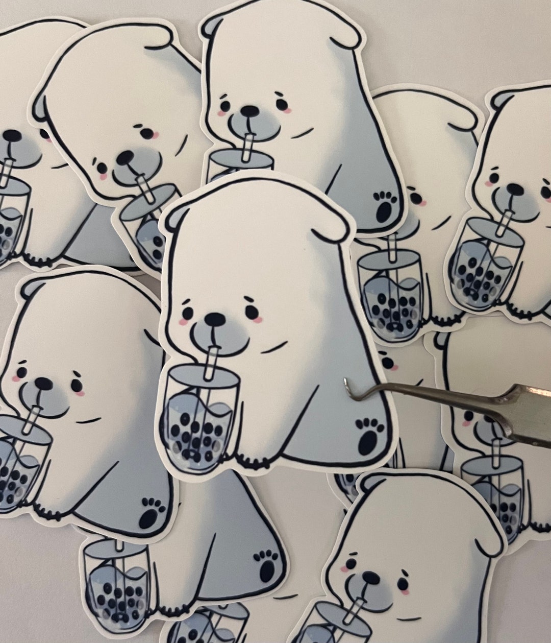 Sad Boba Polar Bear, Kawaii Sticker, Sticker for Her, Gifts for Her ...