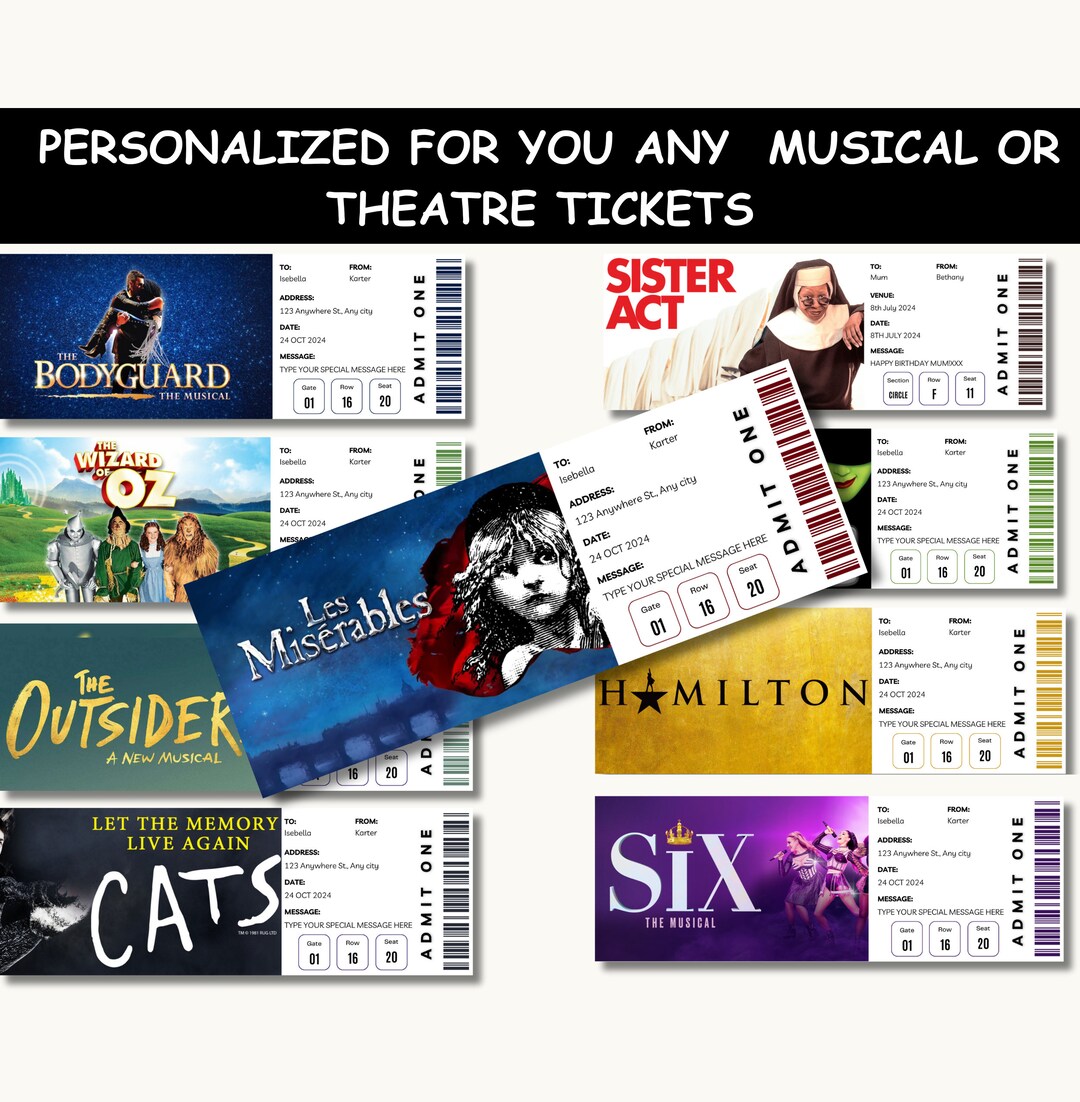 Personalised/custom Theatre Ticket Event Ticket Surprise Voucher ...