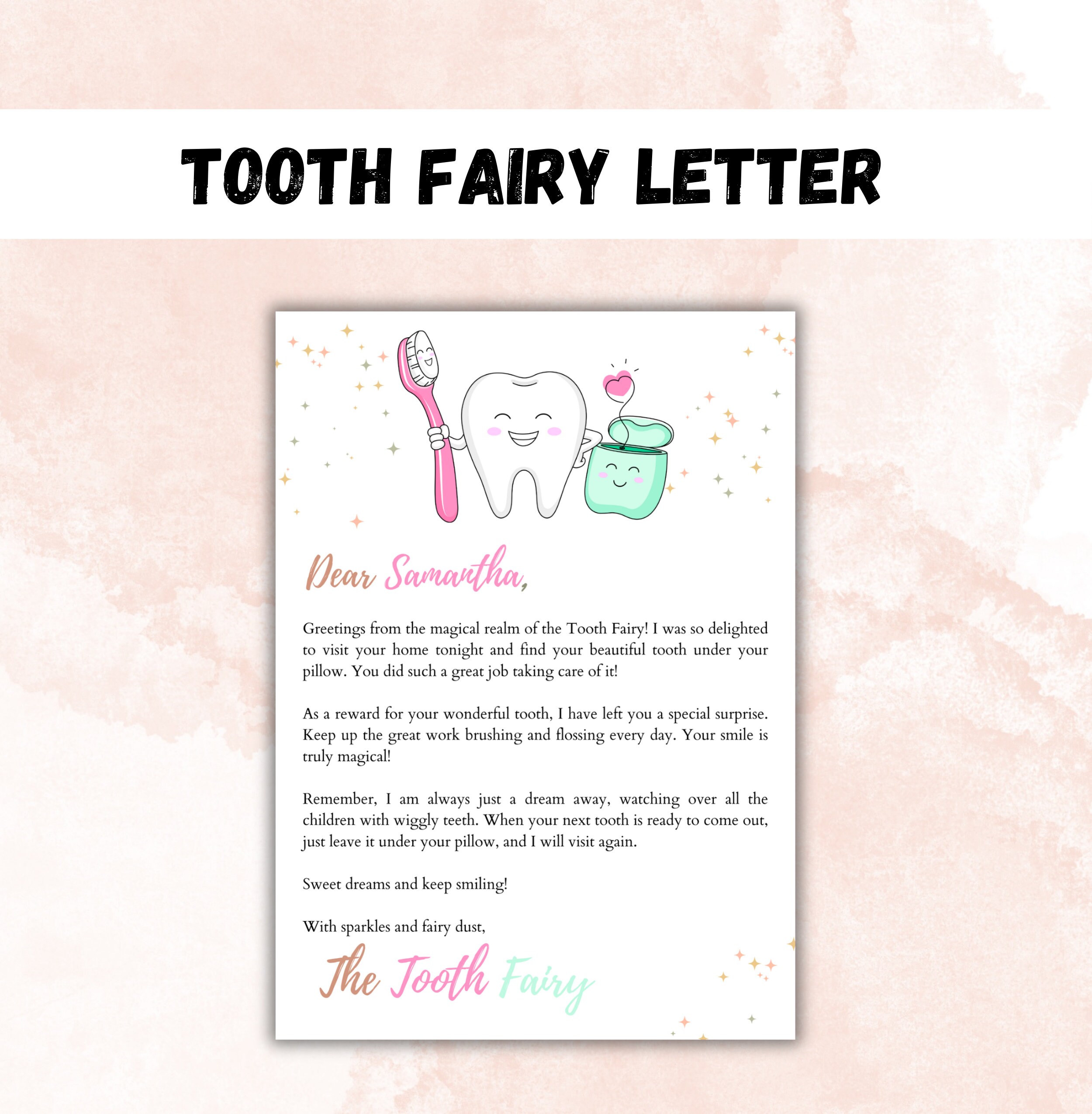 Editable/printable Tooth Fairy Letter and Tooth Fairy Receipt, Mini ...