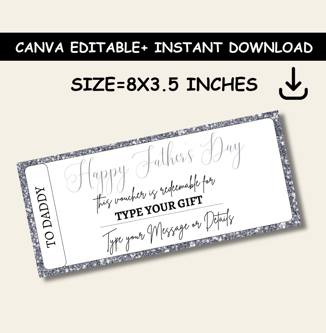 Editable Fathers Day Gift Voucher,father's Day Gift Certificate ...
