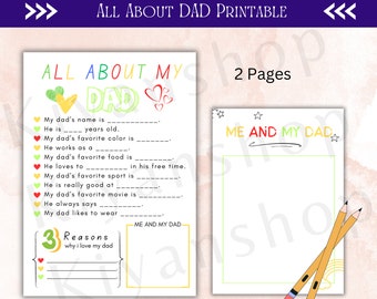 FATHER'S DAY GIFT All About My Dad Printable kids Fathers Day Dad Gift ...
