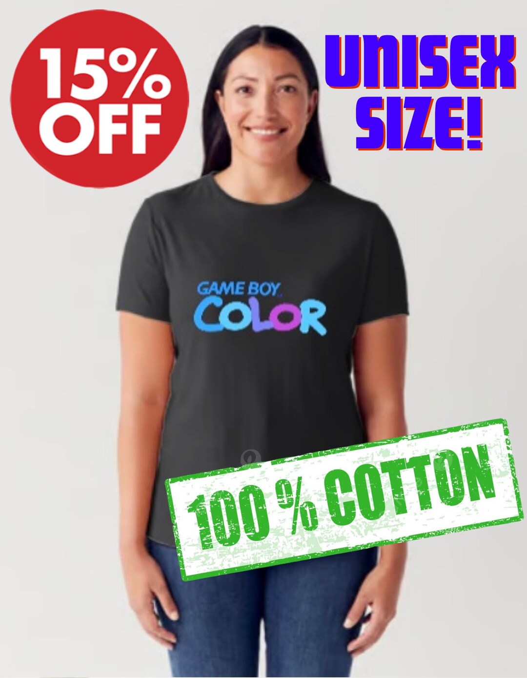 Nintendo Gameboy Color Logo Short Sleeve T-shirt Unisex Adult Fun Sizes ...