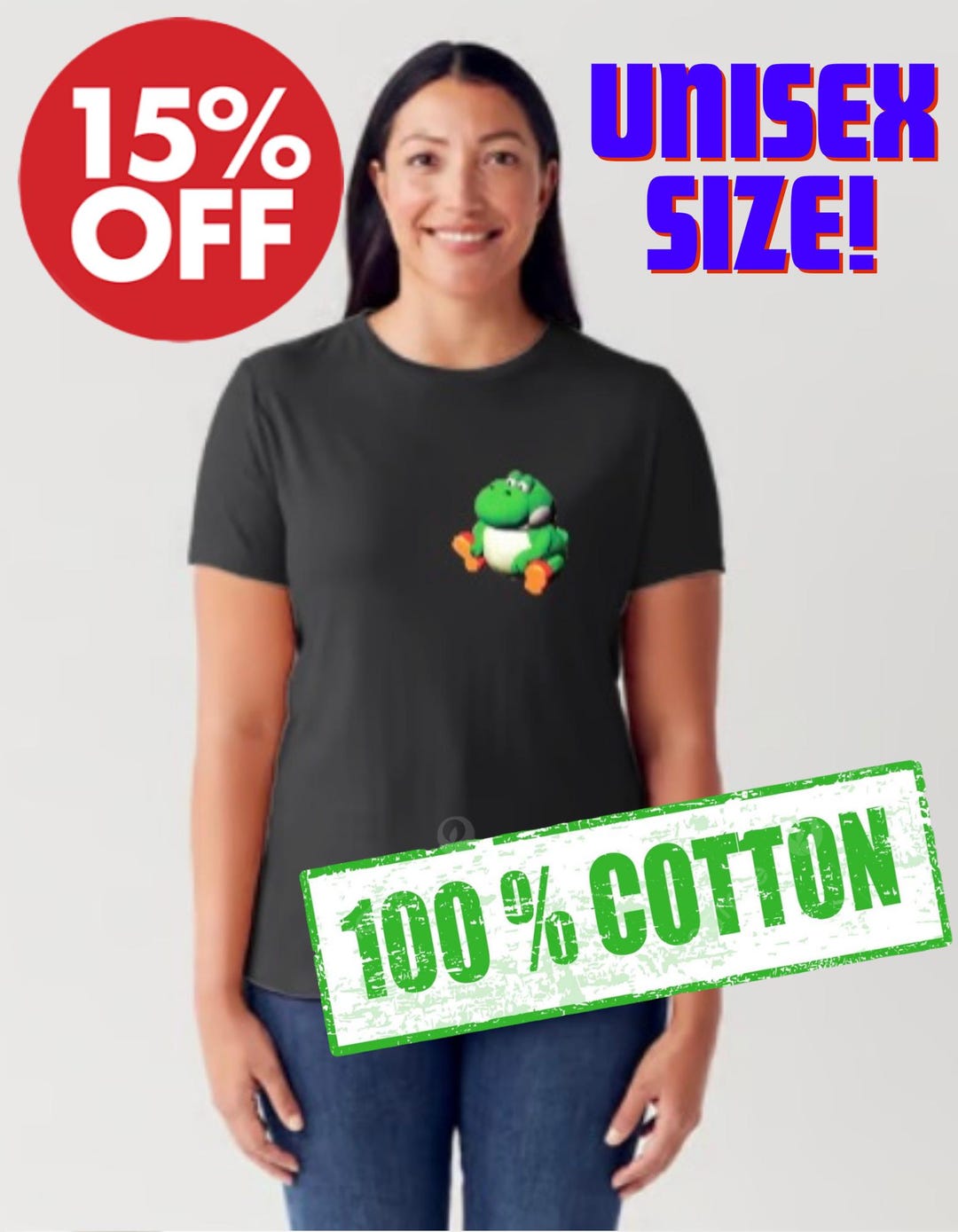 Multi Colored Beeg Yoshis Short Sleeve T-shirt Unisex Adult Fun Sizes ...