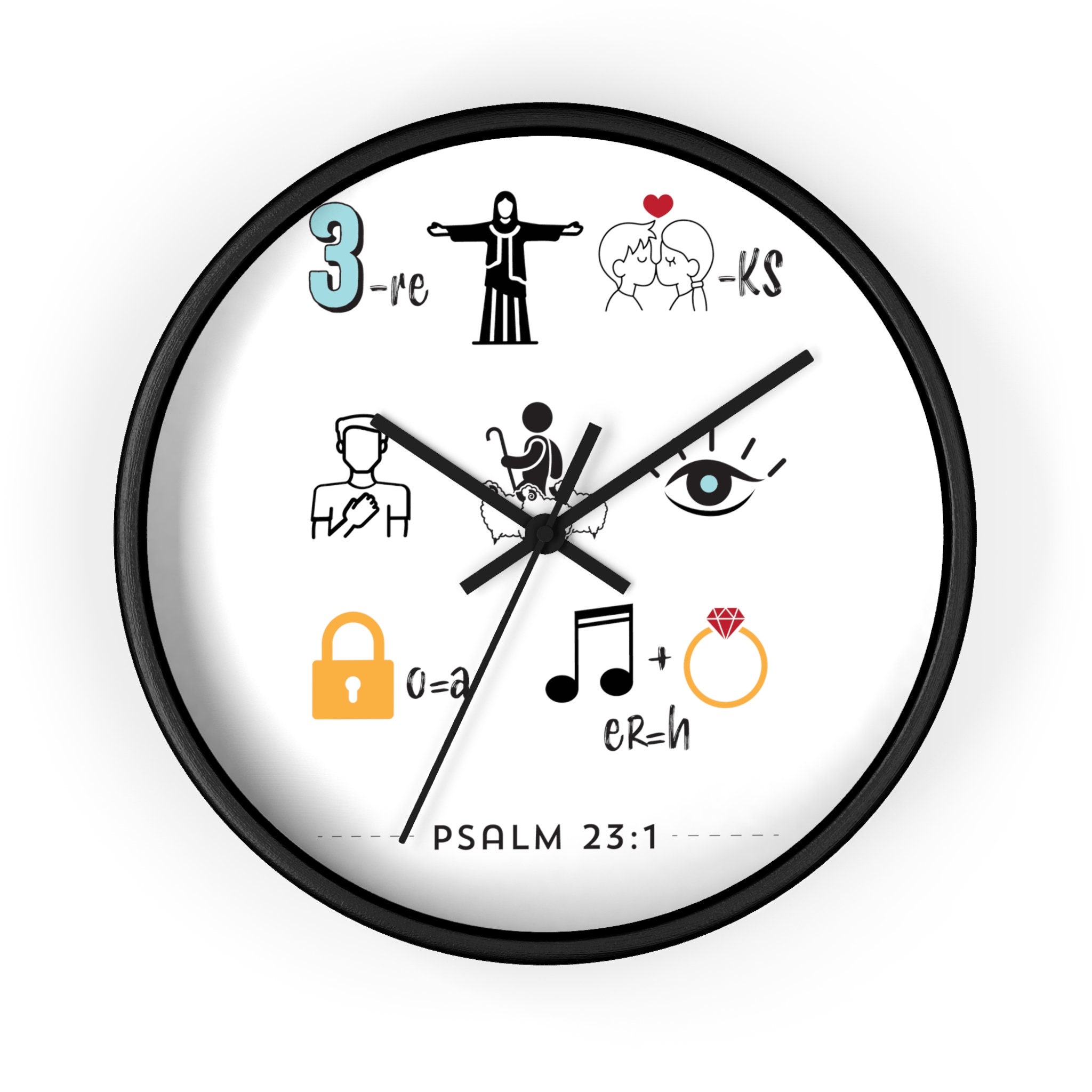 Psalm 23:1 Wall Clock, Christian Clock, Bible Verse Clock, Word of God ...