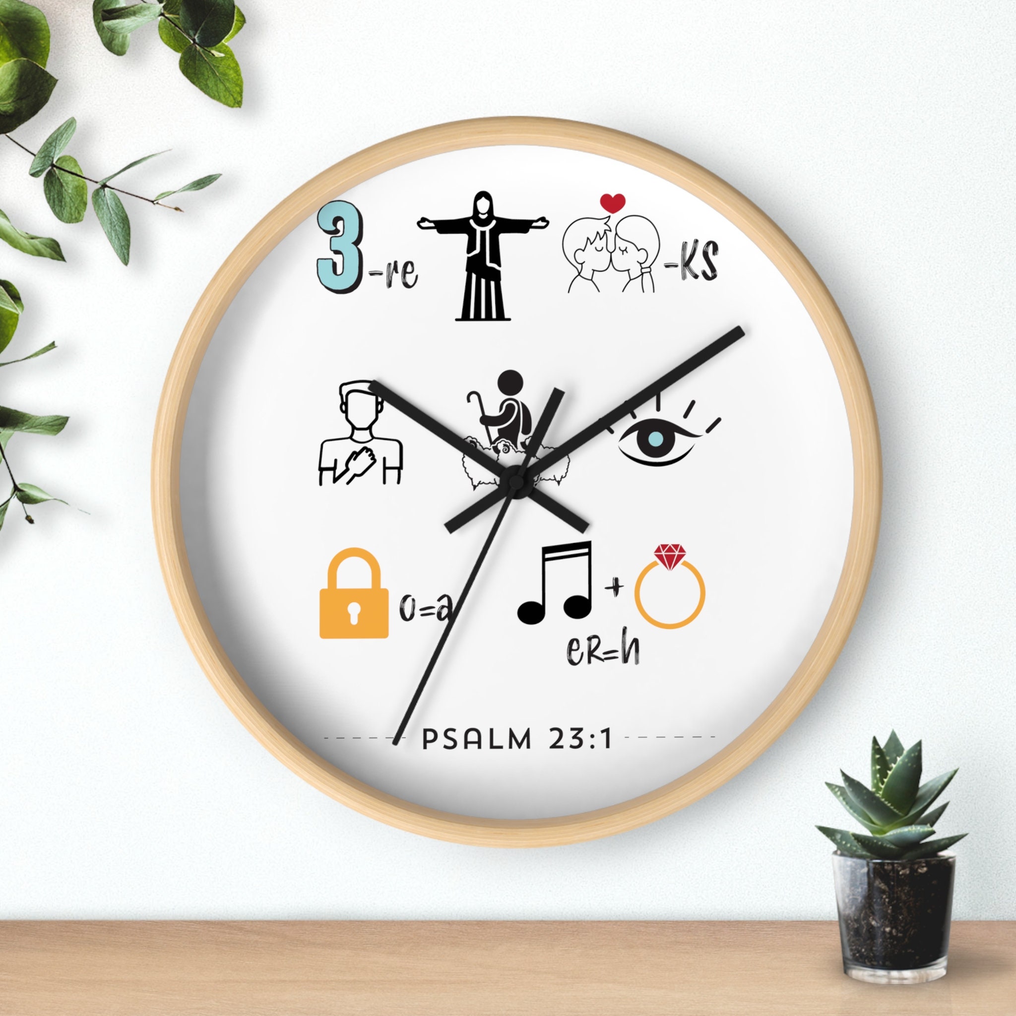 Psalm 23:1 Wall Clock, Christian Clock, Bible Verse Clock, Word of God ...