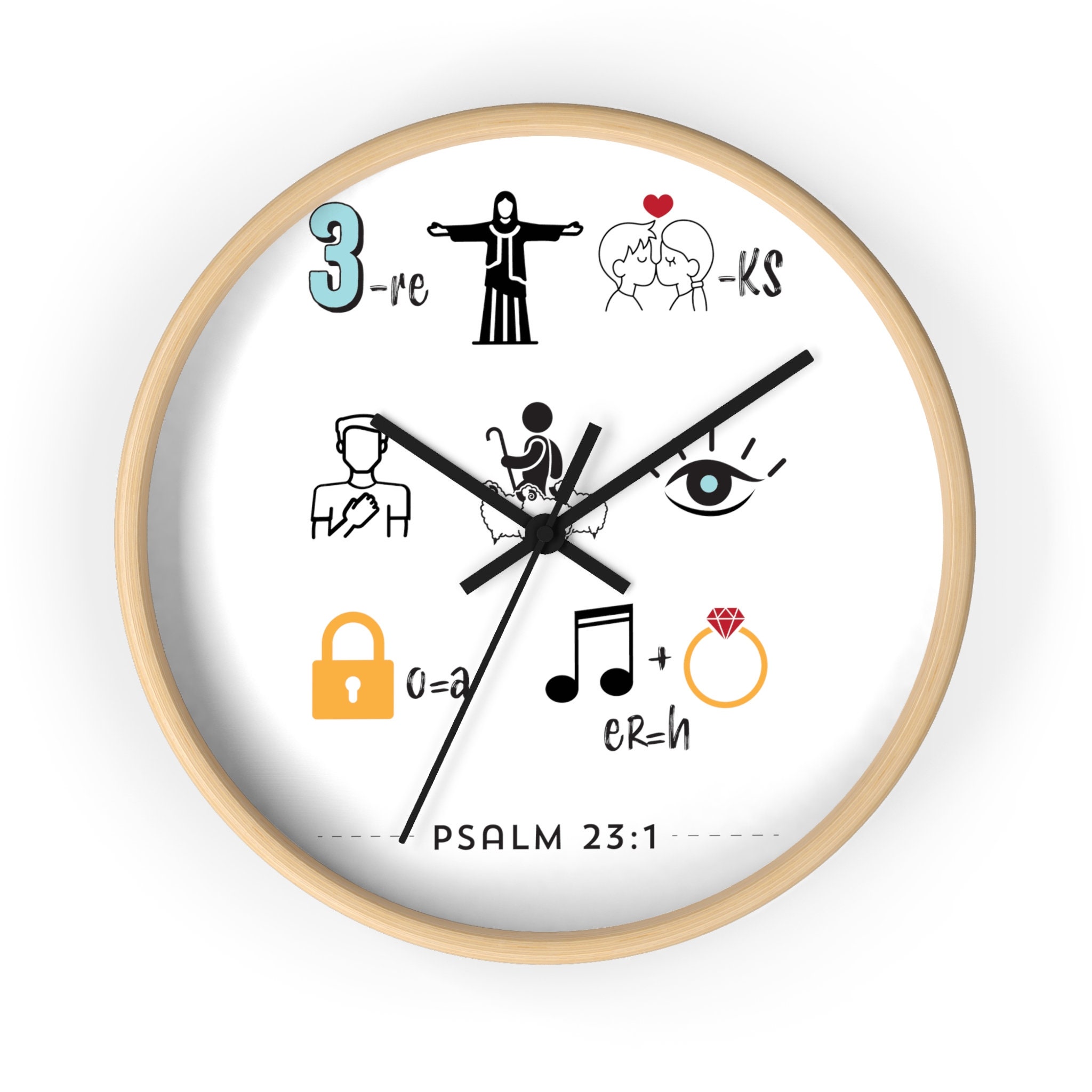 Psalm 23:1 Wall Clock, Christian Clock, Bible Verse Clock, Word of God ...