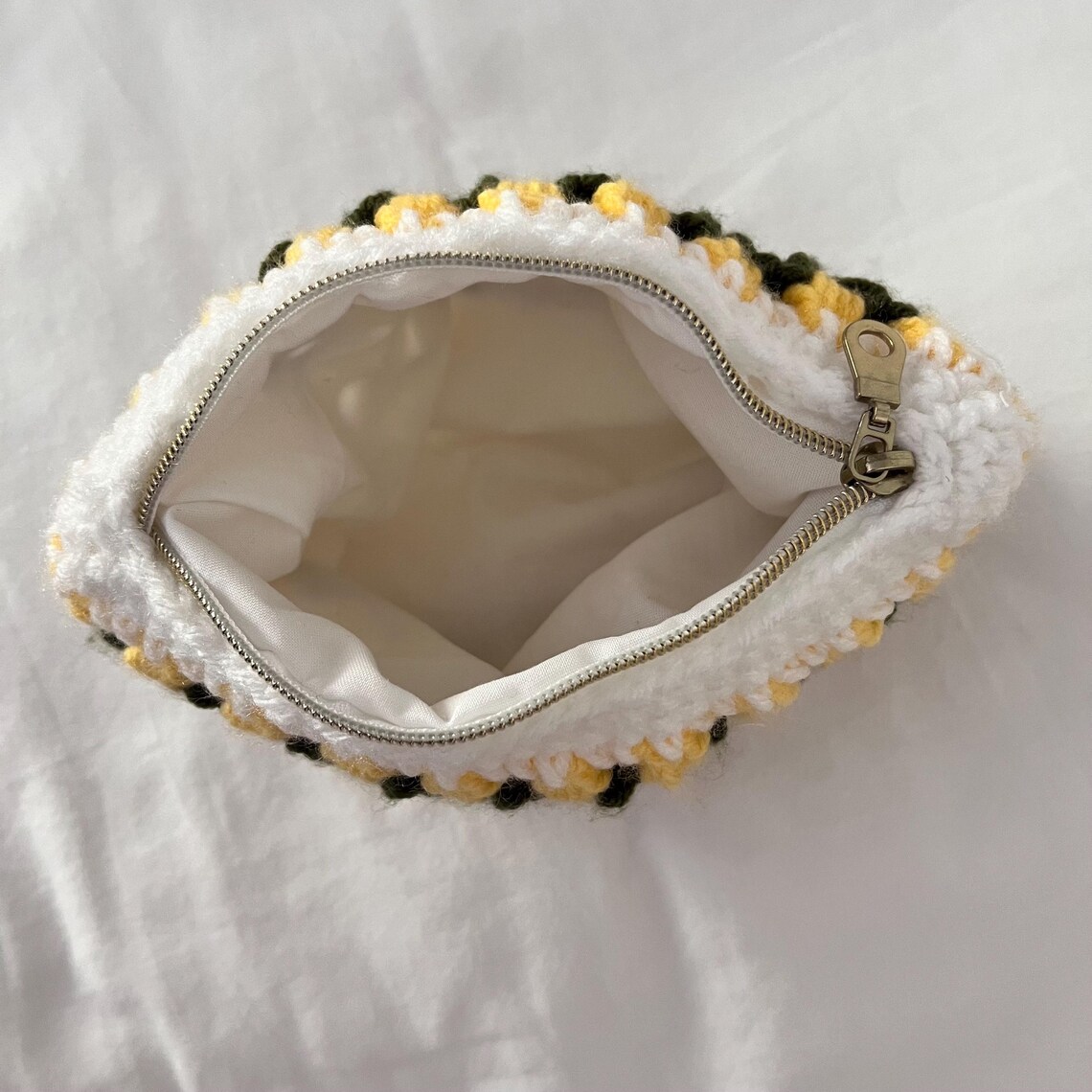 Yellow Crochet Tulip Makeup Pouch, Crochet Pouch, Makeup Pouch, Crochet ...