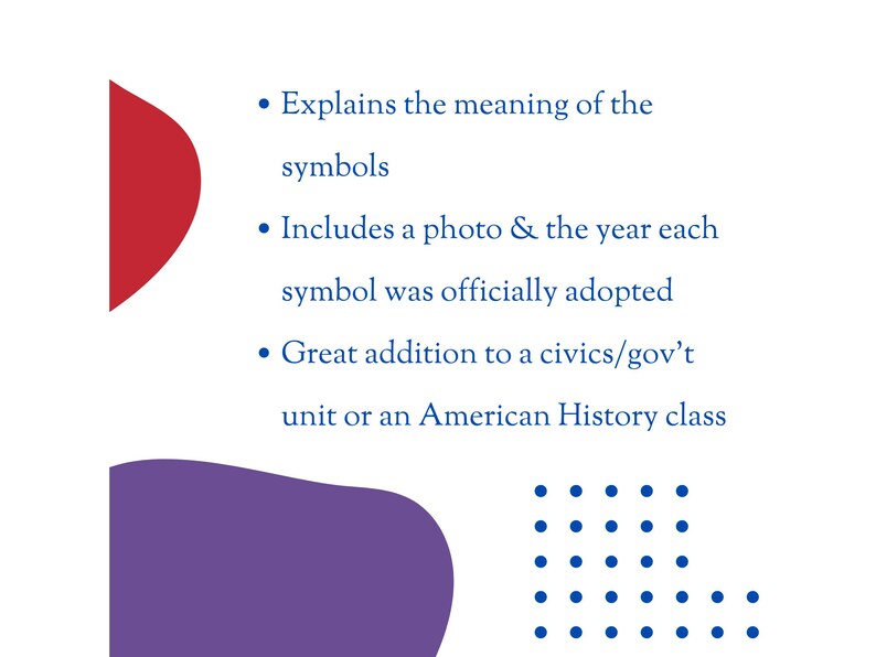 U.S. National Symbols Poster for American History or Civics/government ...