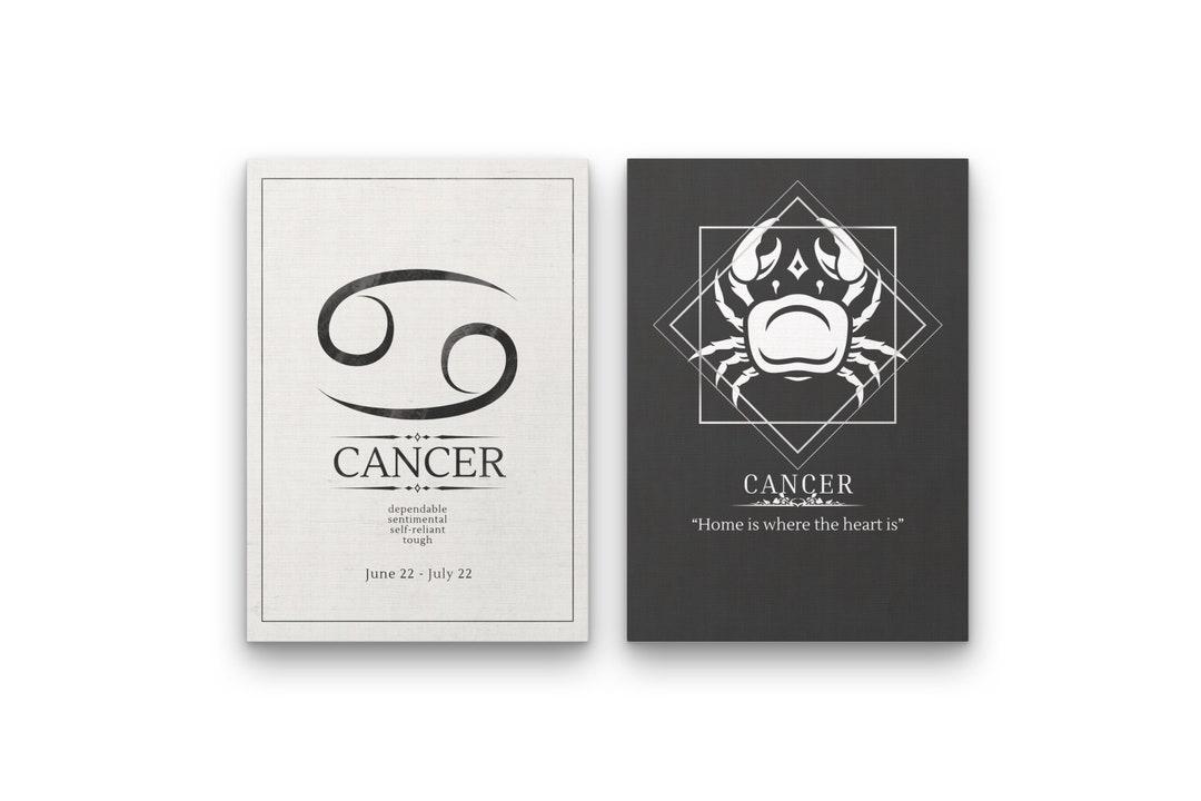 Wall Art I Cancer I Zodiac Sign I 2 Set I Black and White I Printable I ...