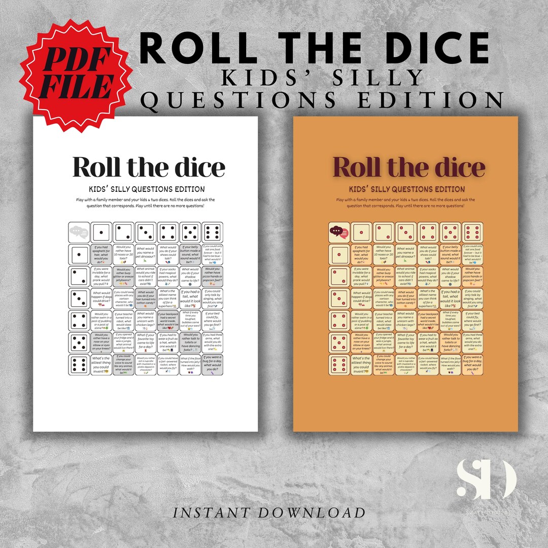 Silly Kids Question Dice Game: Printable Table Talk (PDF) - Etsy
