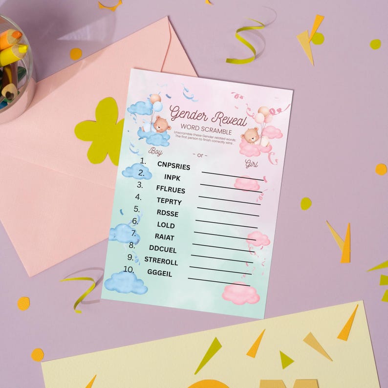 Baby Shower Word Scramble With Answer Key, Baby Shower Game, Baby ...