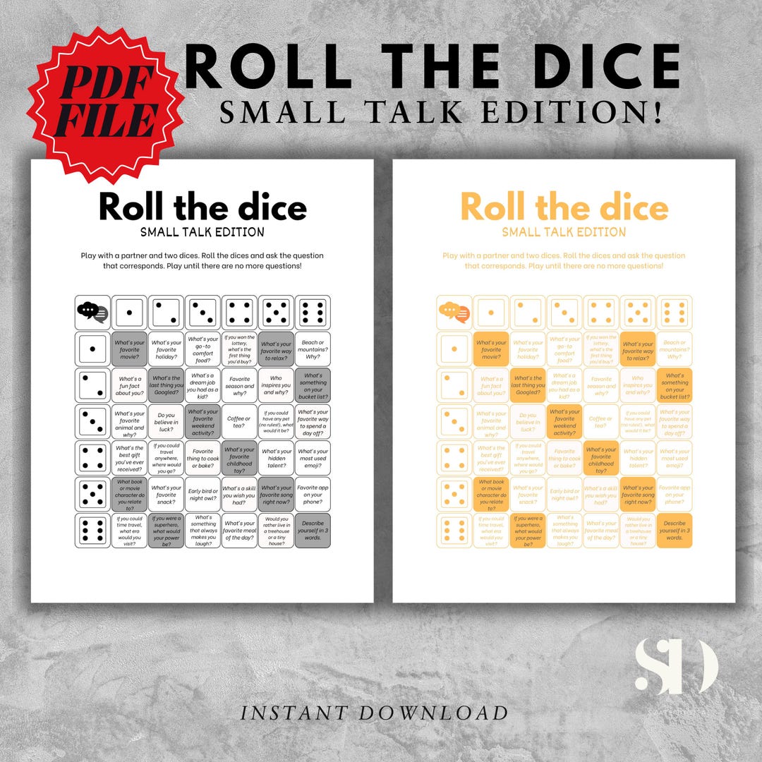 Dice Roll and Tell Game, Table Talk Game, Conversation Starter, Simple ...