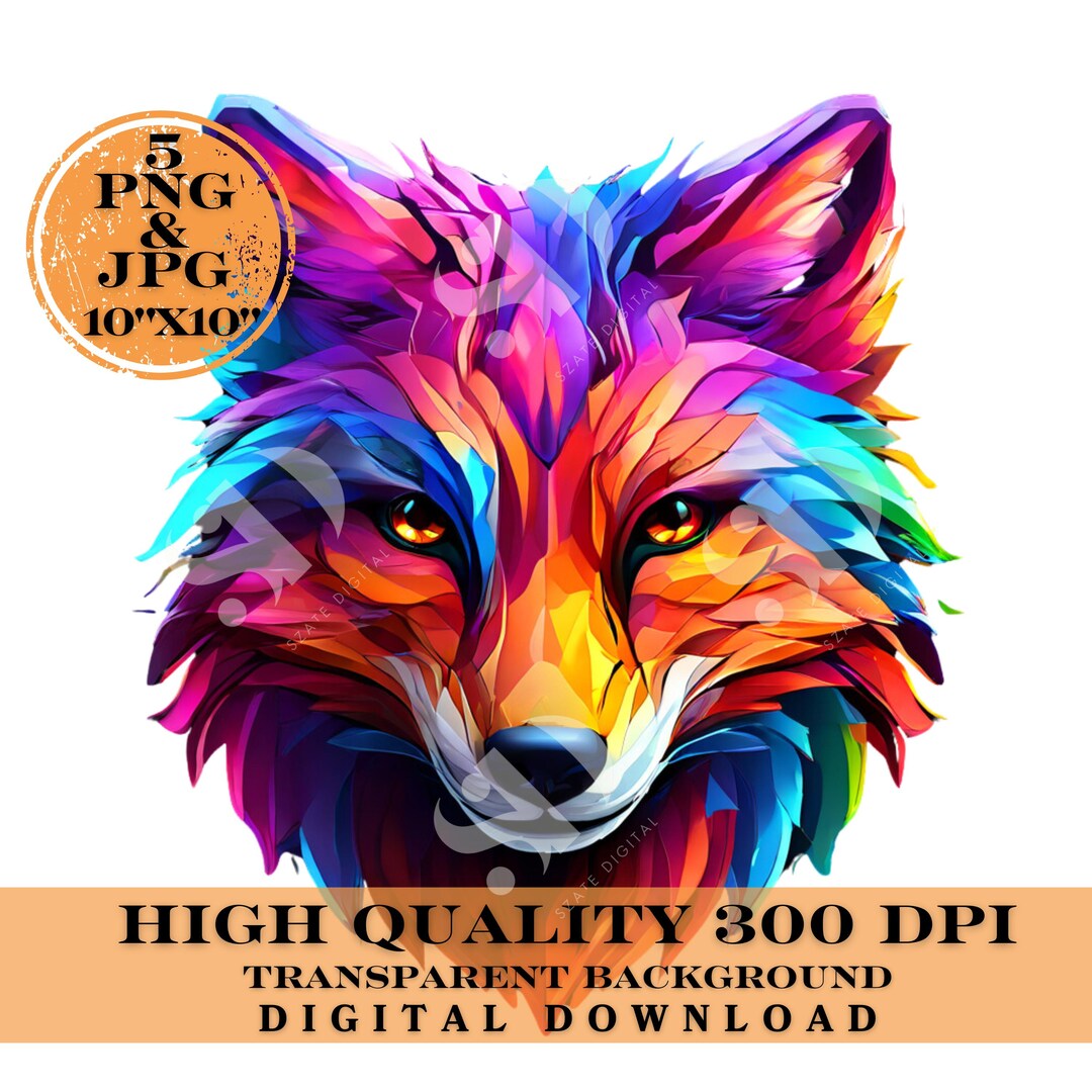 Fox Rainbow Clipart, Foxes, Colorful T-shirt Design, Sublimation Design ...