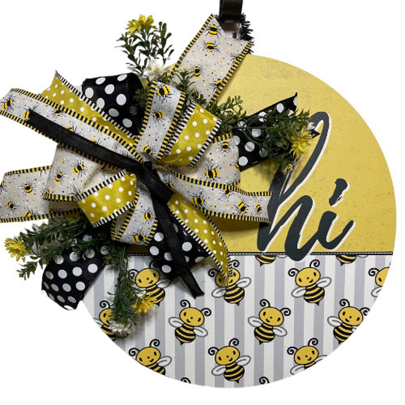 Handmade Bumble Bee Welcome Sign - Yellow and Black Bee-themed Decor ...
