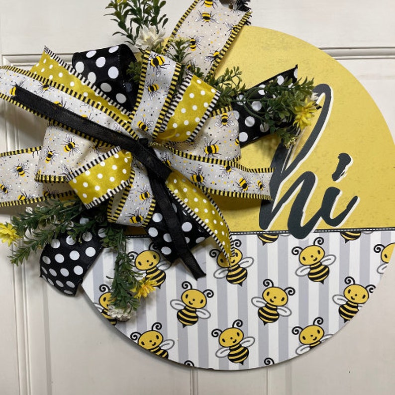 Handmade Bumble Bee Welcome Sign - Yellow and Black Bee-themed Decor ...