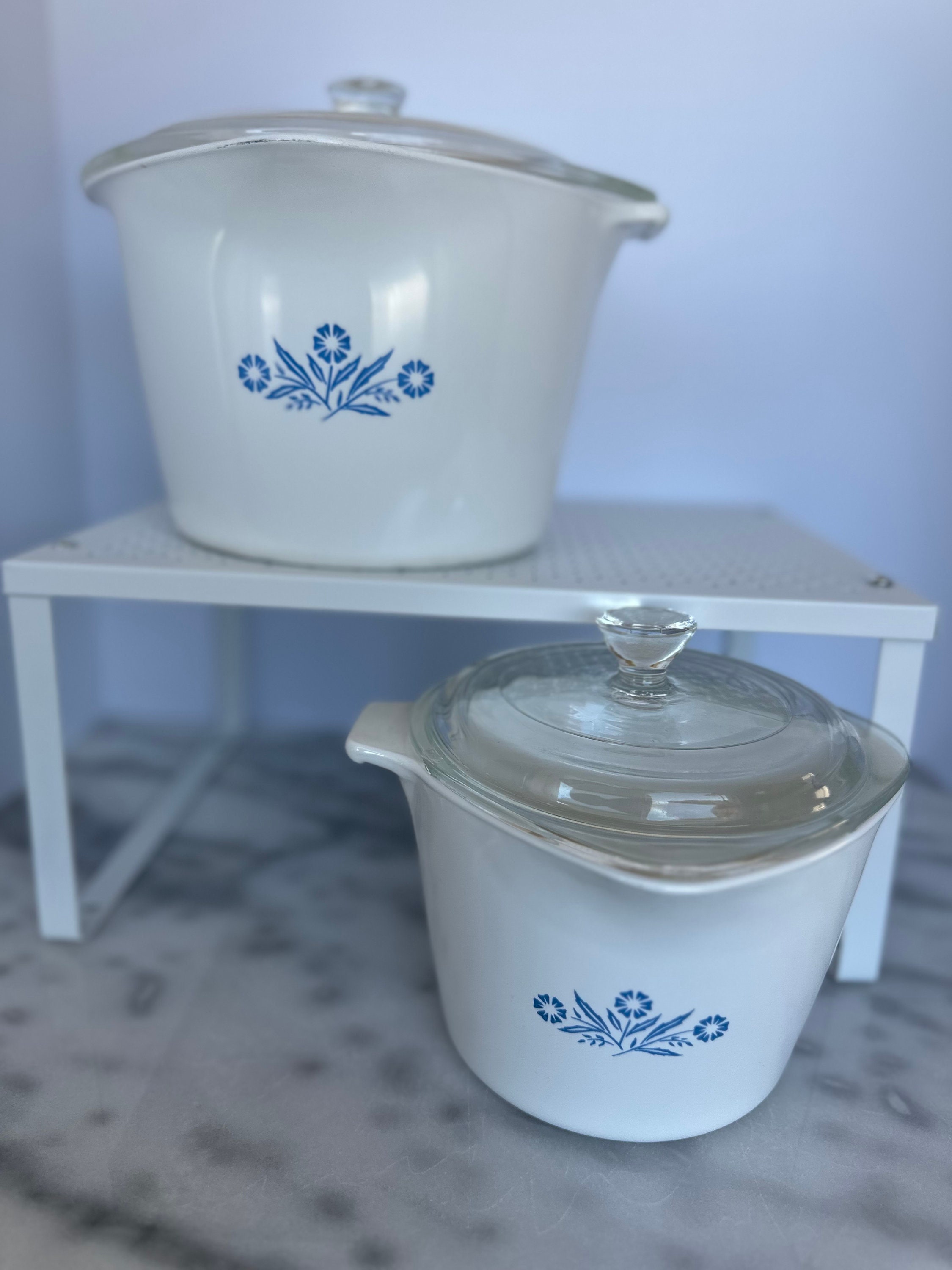 Vintage Corning Ware Set Cornflower Blue Saucemaker Set-4 & 8 Cup Bowls ...