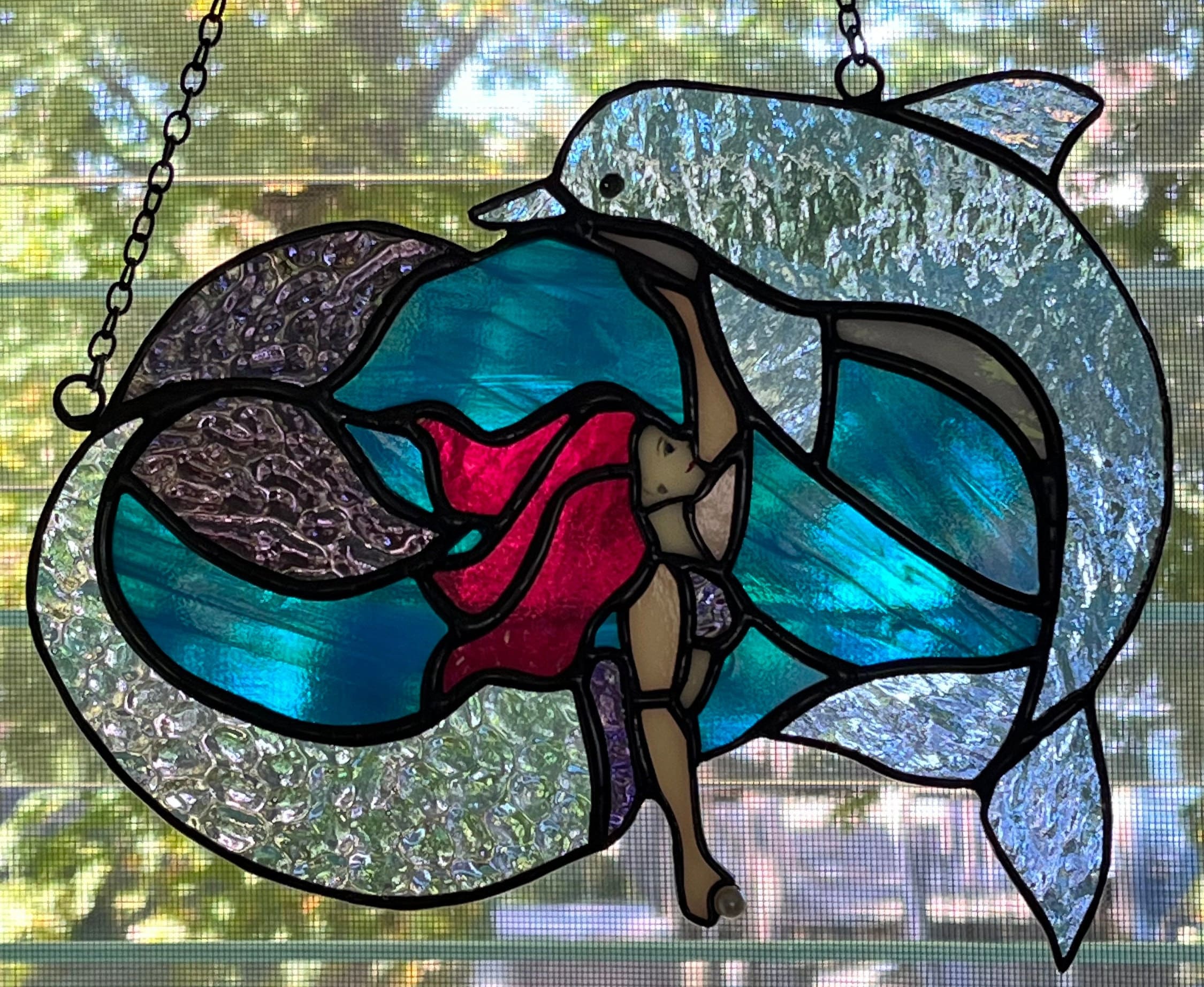 Stained Glass Patterns - Custom Mermaid and Dolphin Pattern in PNG ...