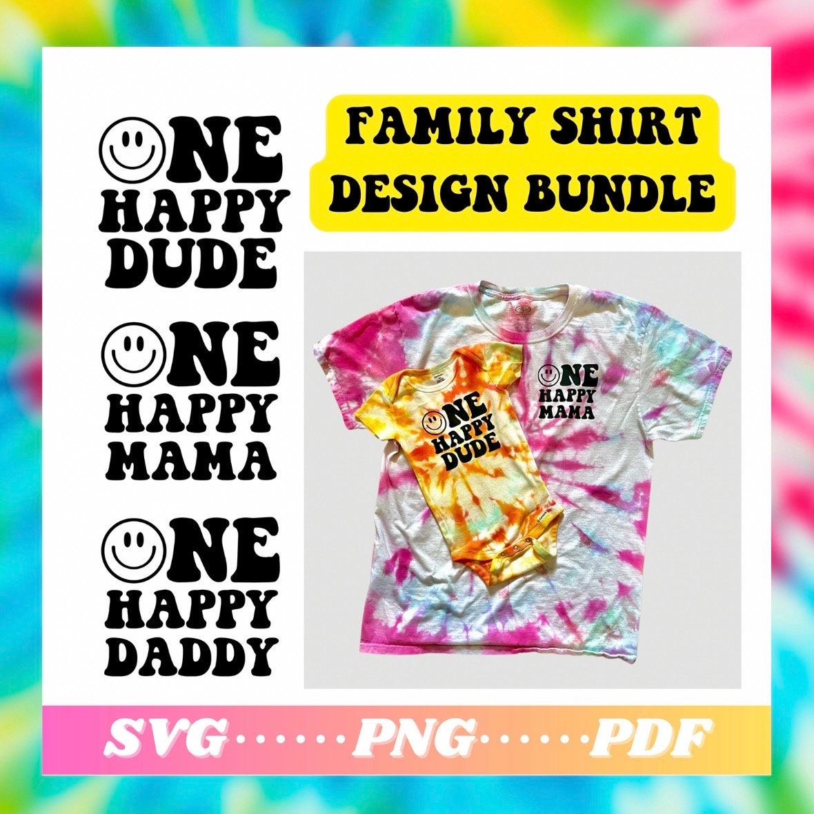 One Happy Dude Mama Daddy | First Birthday | Smiley | Tshirt Designs | SVG | PNG | PDF - Etsy