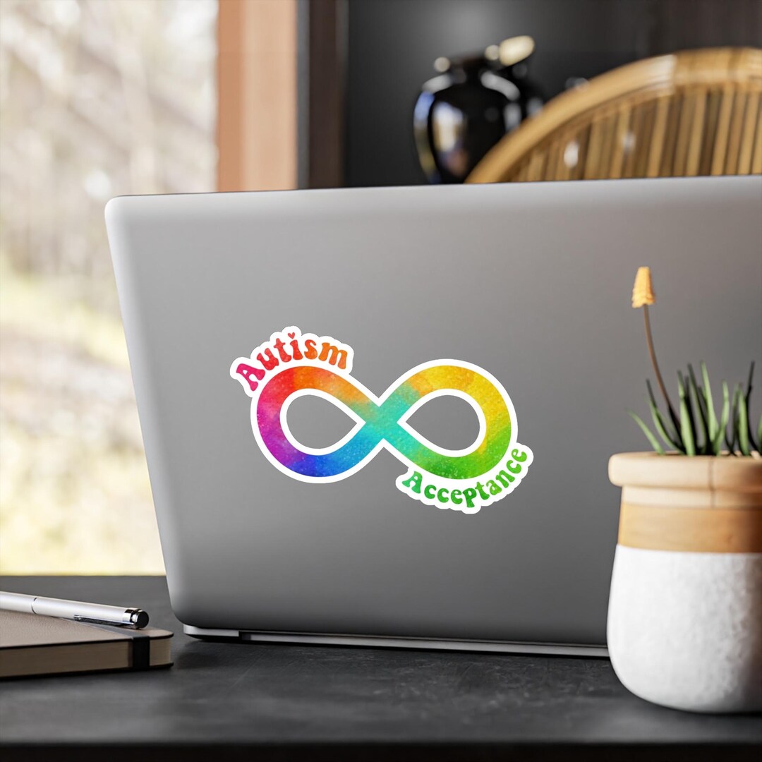 Kiss-cut Vinyl Decals - Autism Acceptance Rainbow Infinity Sticker ...