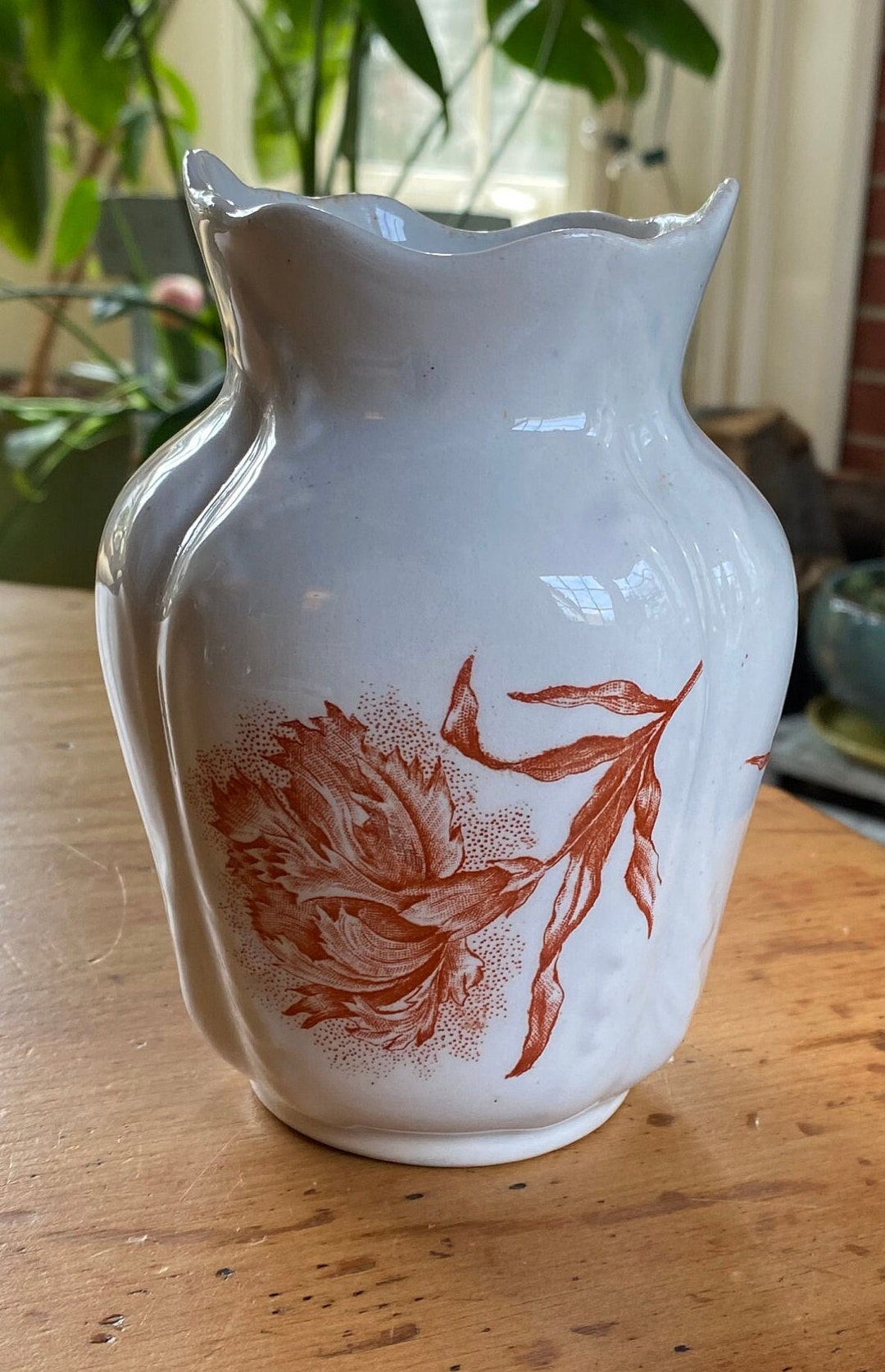 Vintage Ironstone Transferware Vase - Etsy