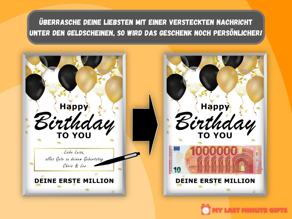 Birthday Money Gift | A4 | Give Money as a Creative Gift | Your First ...