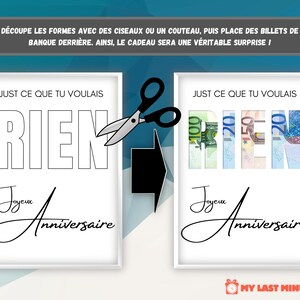 Cadeau anniversaire RIEN | Cadeau drôle | Affiche surprise pour billets ...