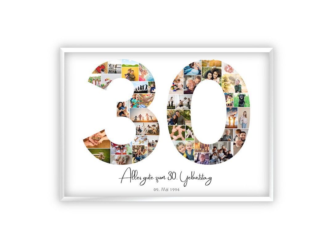 Collage for 30th Birthday A4, A3, A2 Personalized Creative Gift Photo ...