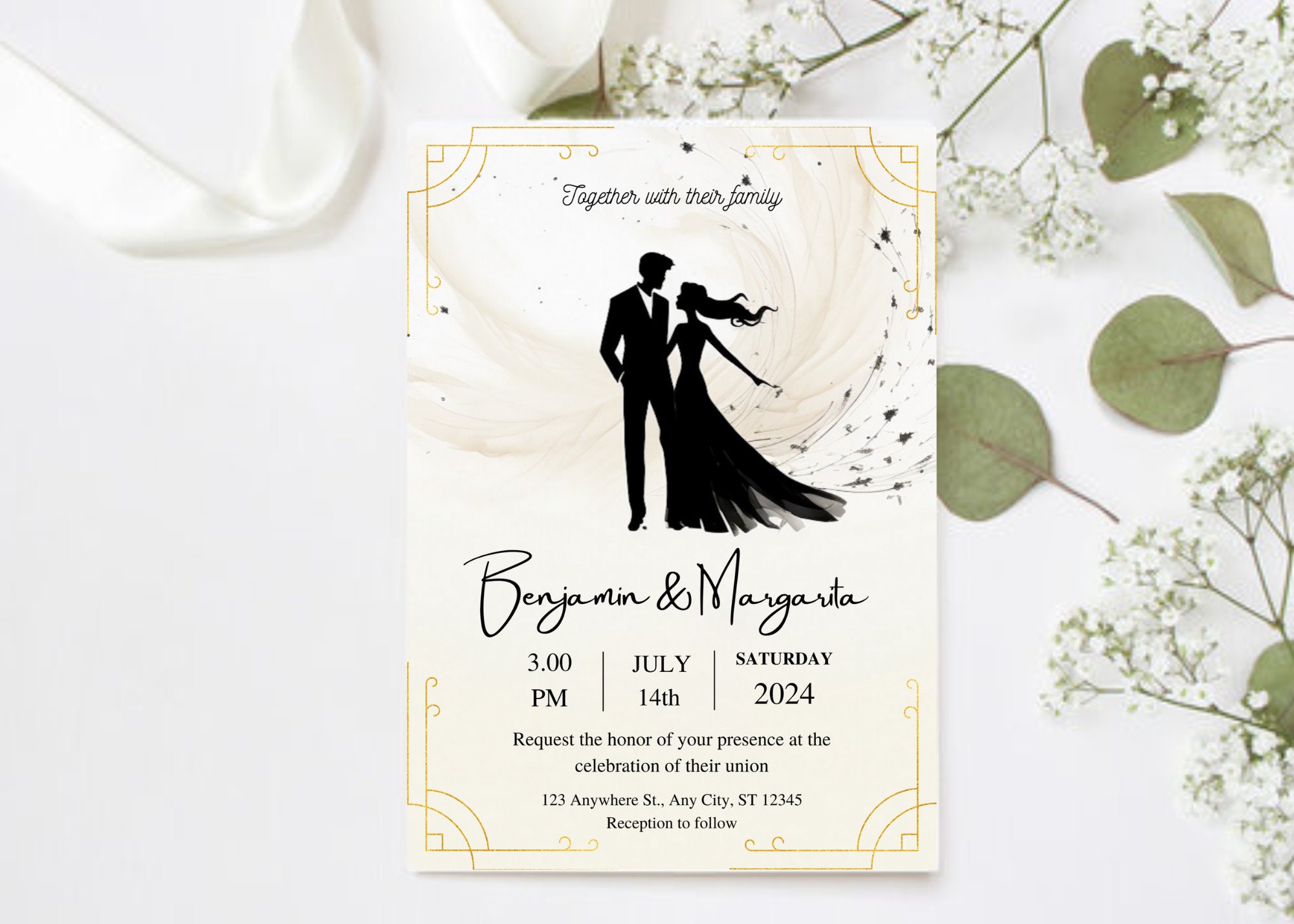 Wedding Invitations, Editable Wedding Invitations, Elegant Wedding ...