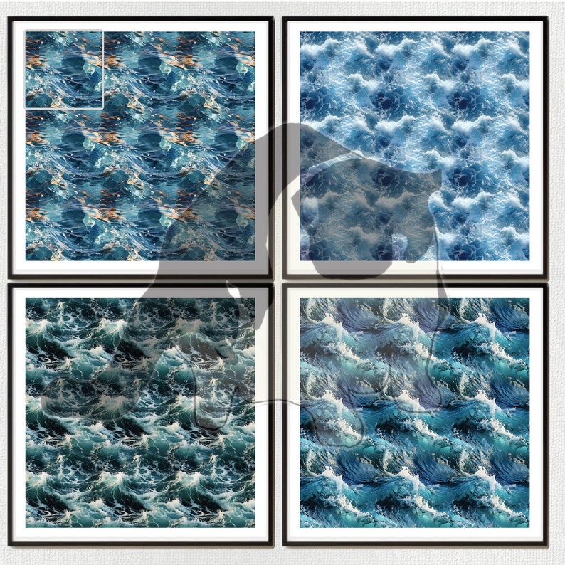 Waves of Wonder 12 Digital Seamless Patterns Catch a Wave of ...