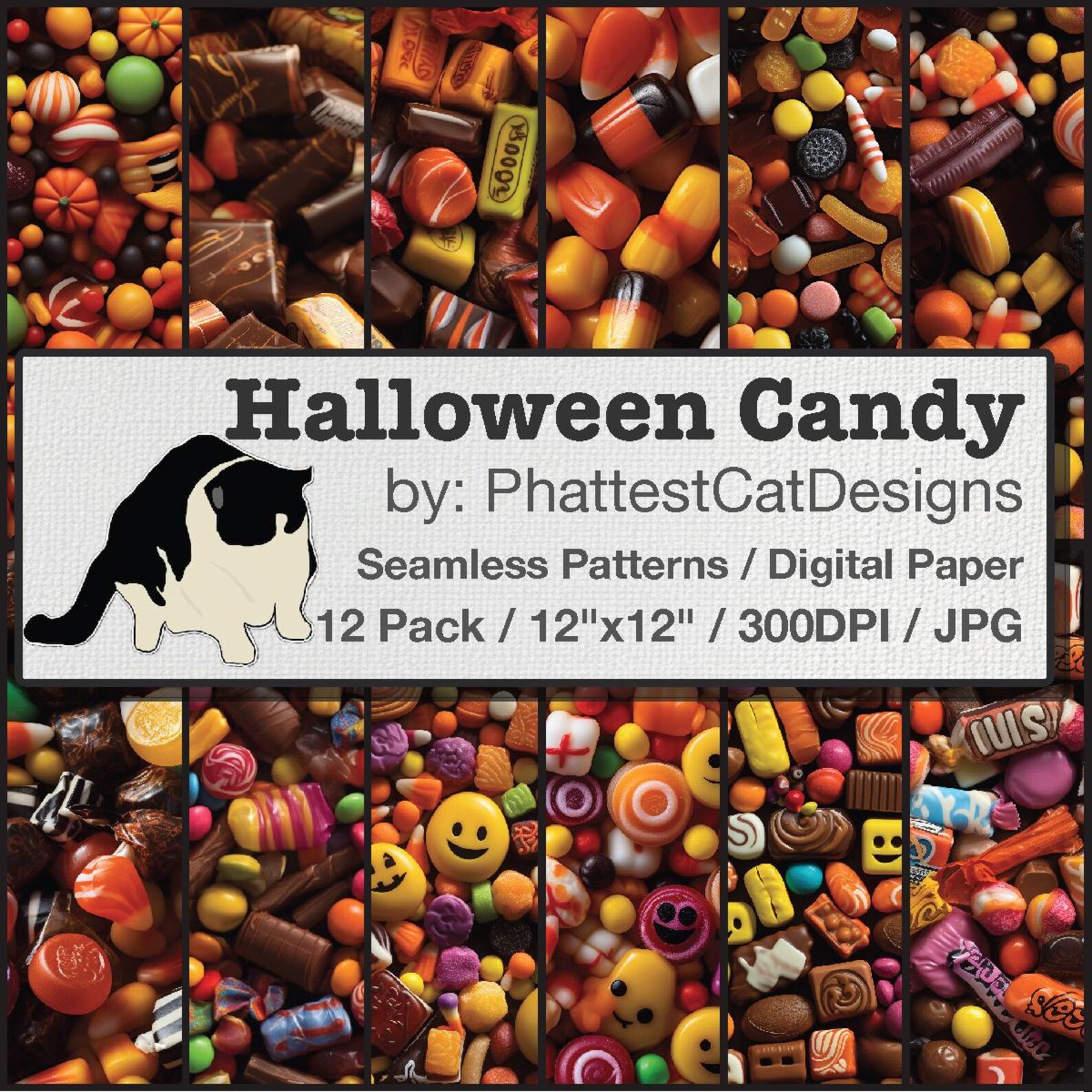 Halloween Candy - 12 Digital Seamless Photorealistic Candy Patterns ...
