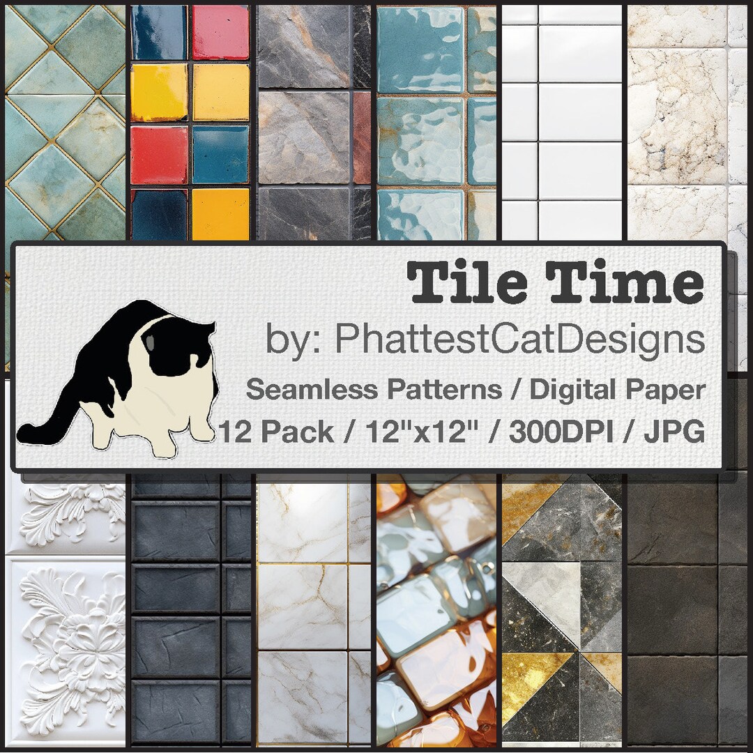 Tile Time! - 12 Digital Seamless Terrific Tile Texture Patterns! - Etsy